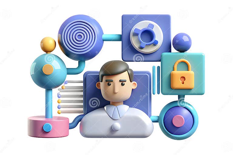 Flat AI Driven Digital Identity Elements Concept As Abstract Elements ...