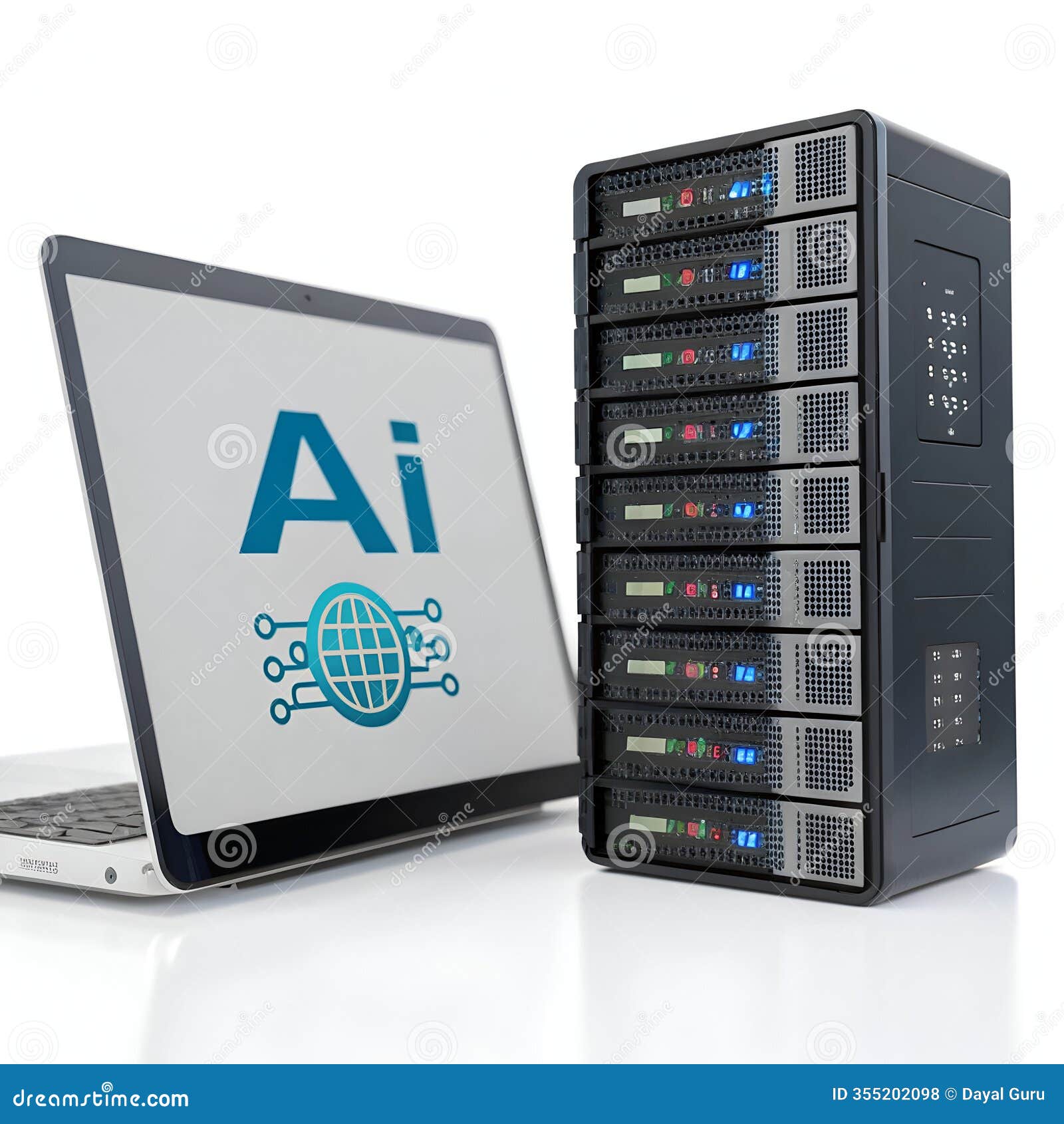 "AI Server Icon Illustration Isolated on White Background Stock ...