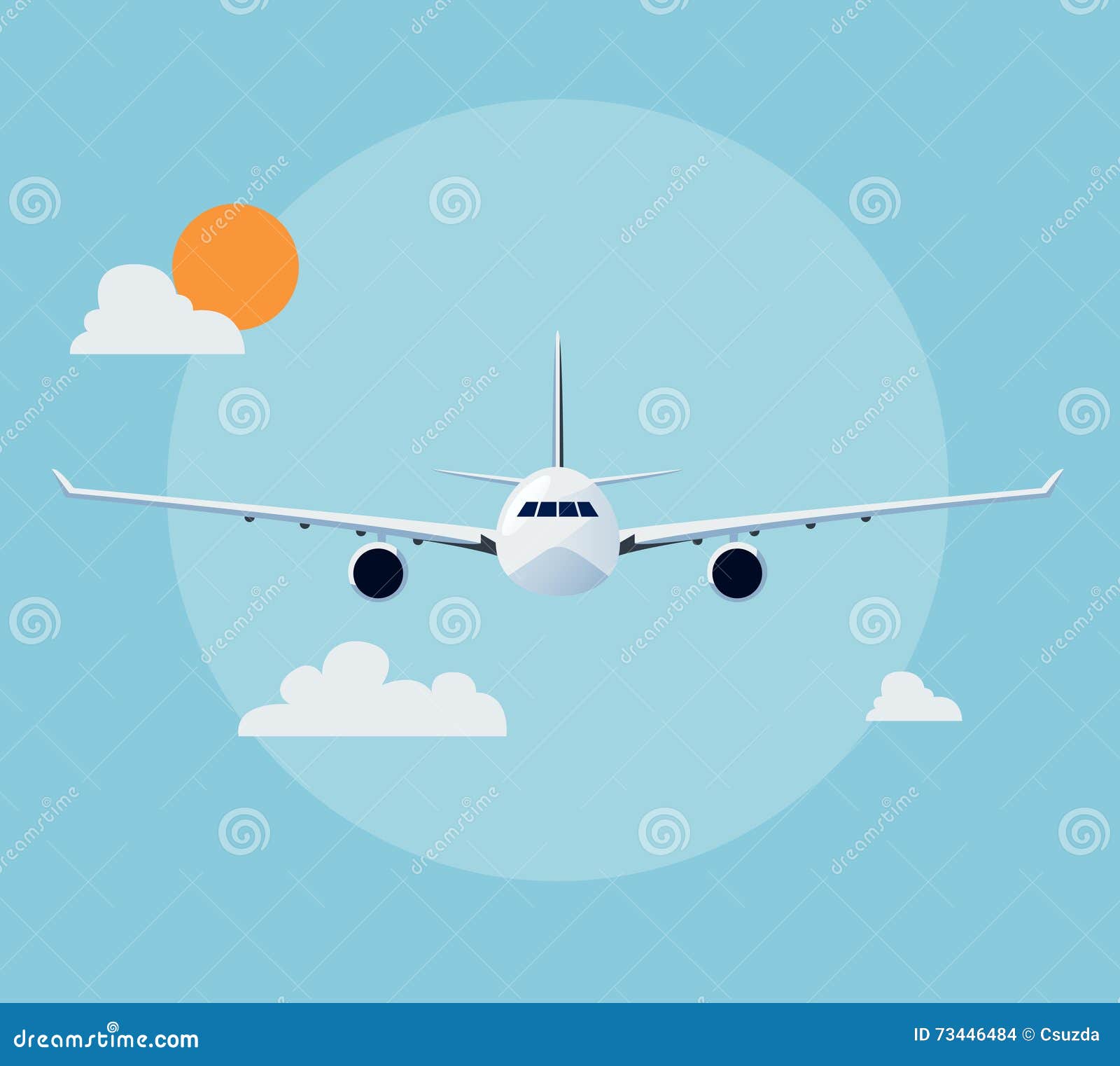Flat airplane illustration stock vector. Illustration of emblem - 73446484