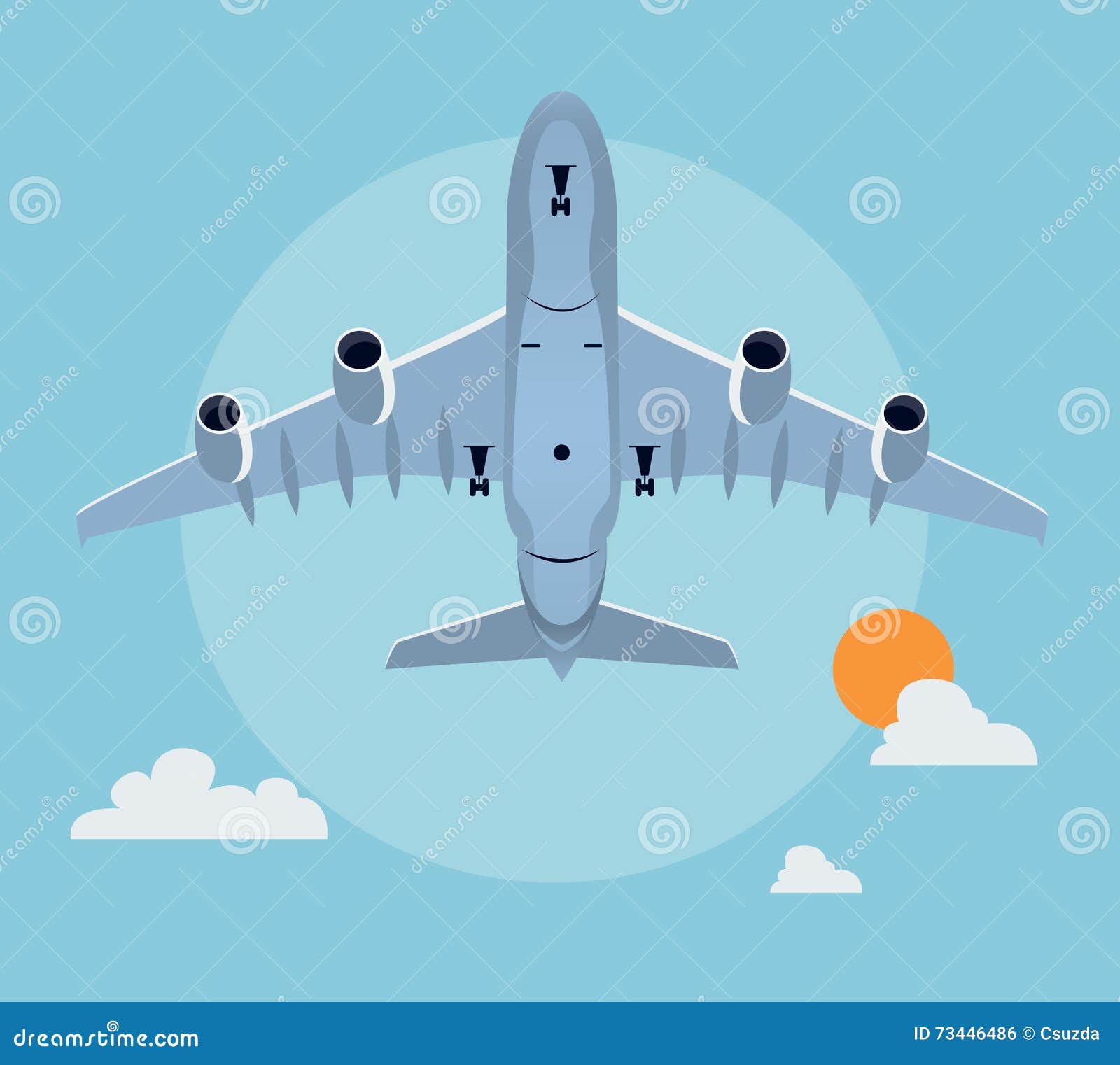 Flat Airplane. Aircraft Flight Travel, Aviation Wings And Landing ...