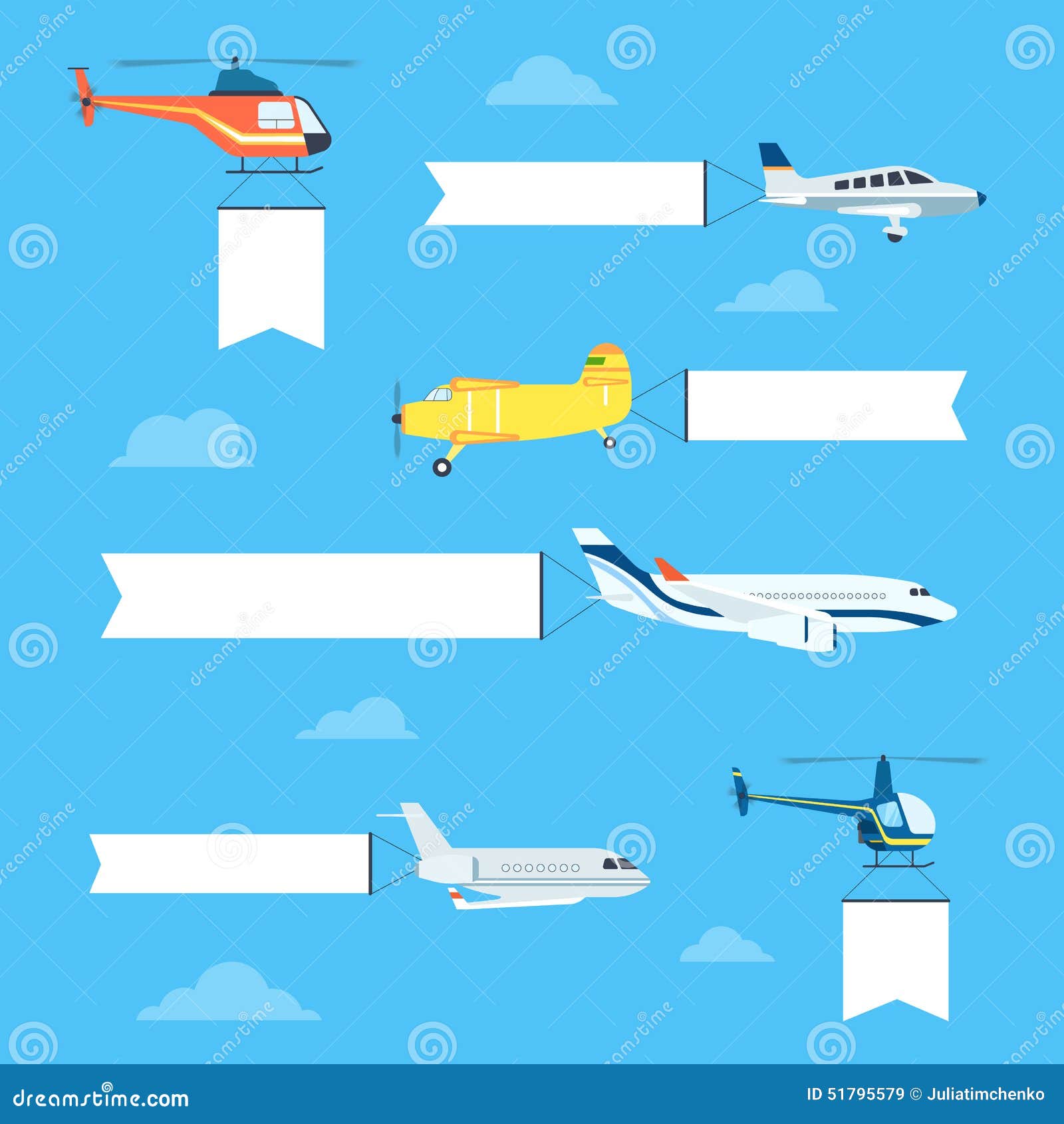 Flat Airplanes. Top View Of Military Jet Aircraft And Civil Turbofan ...