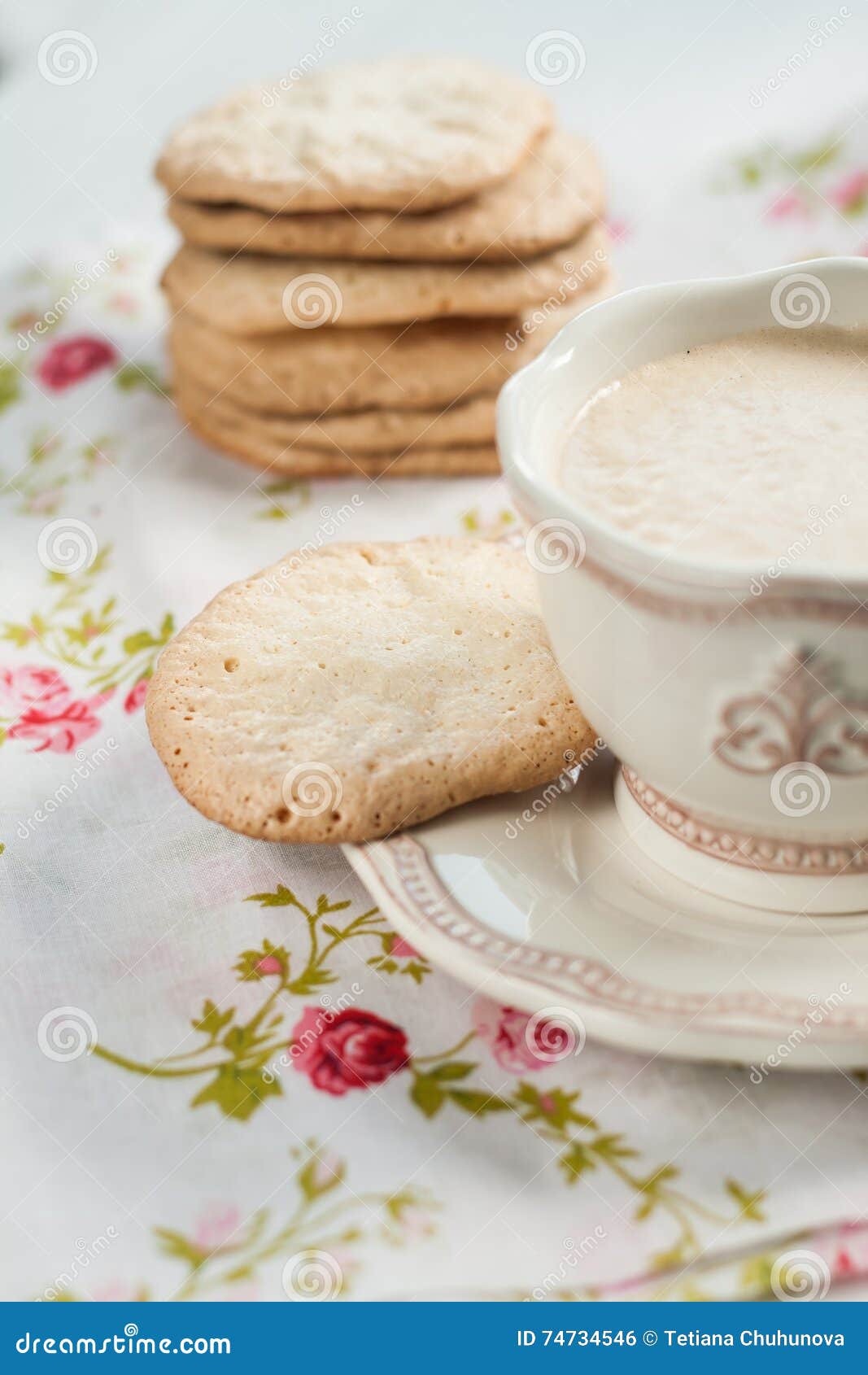 Flat Almond Biscuits Vintage Kitchenware in the Style of Provence Stock ...
