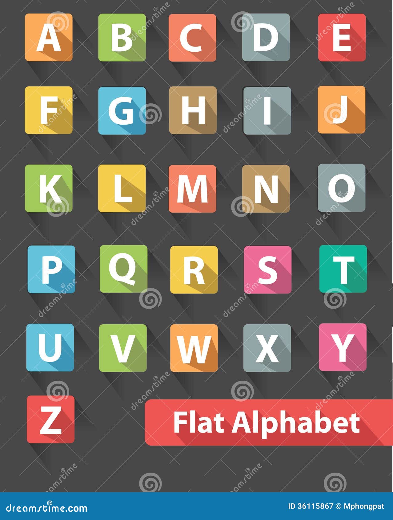 Flat Alphabet Icons,Colorful Version Stock Illustration - Illustration ...