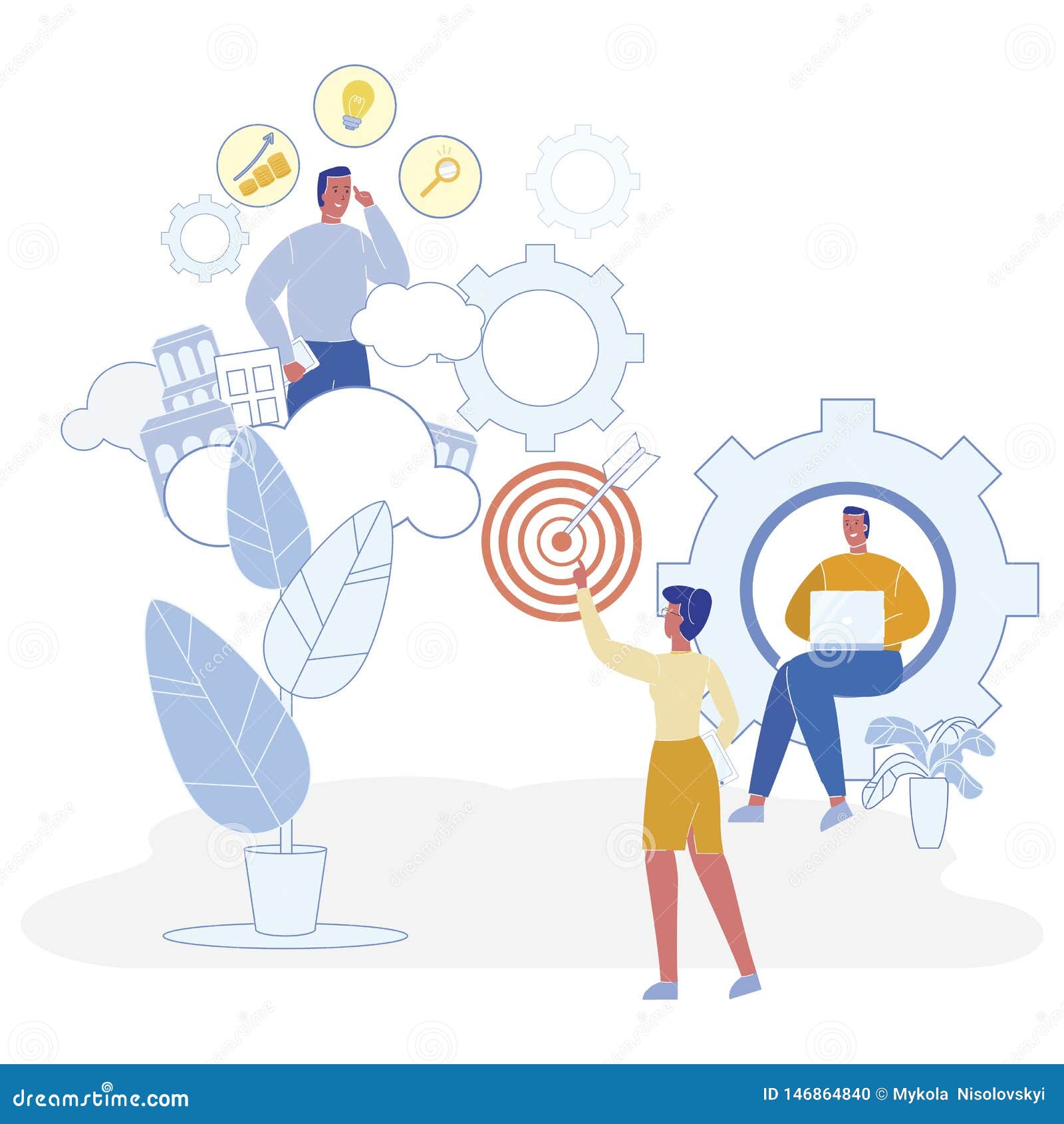 Flat Analysis Startup Development Scenarios, Flat. Stock Vector ...