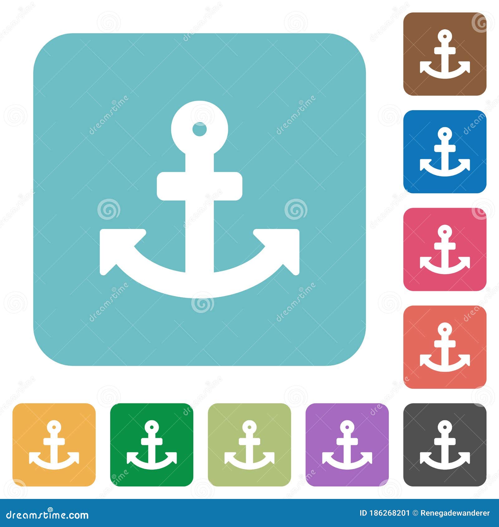 Flat anchor icons stock vector. Illustration of pictogram - 186268201