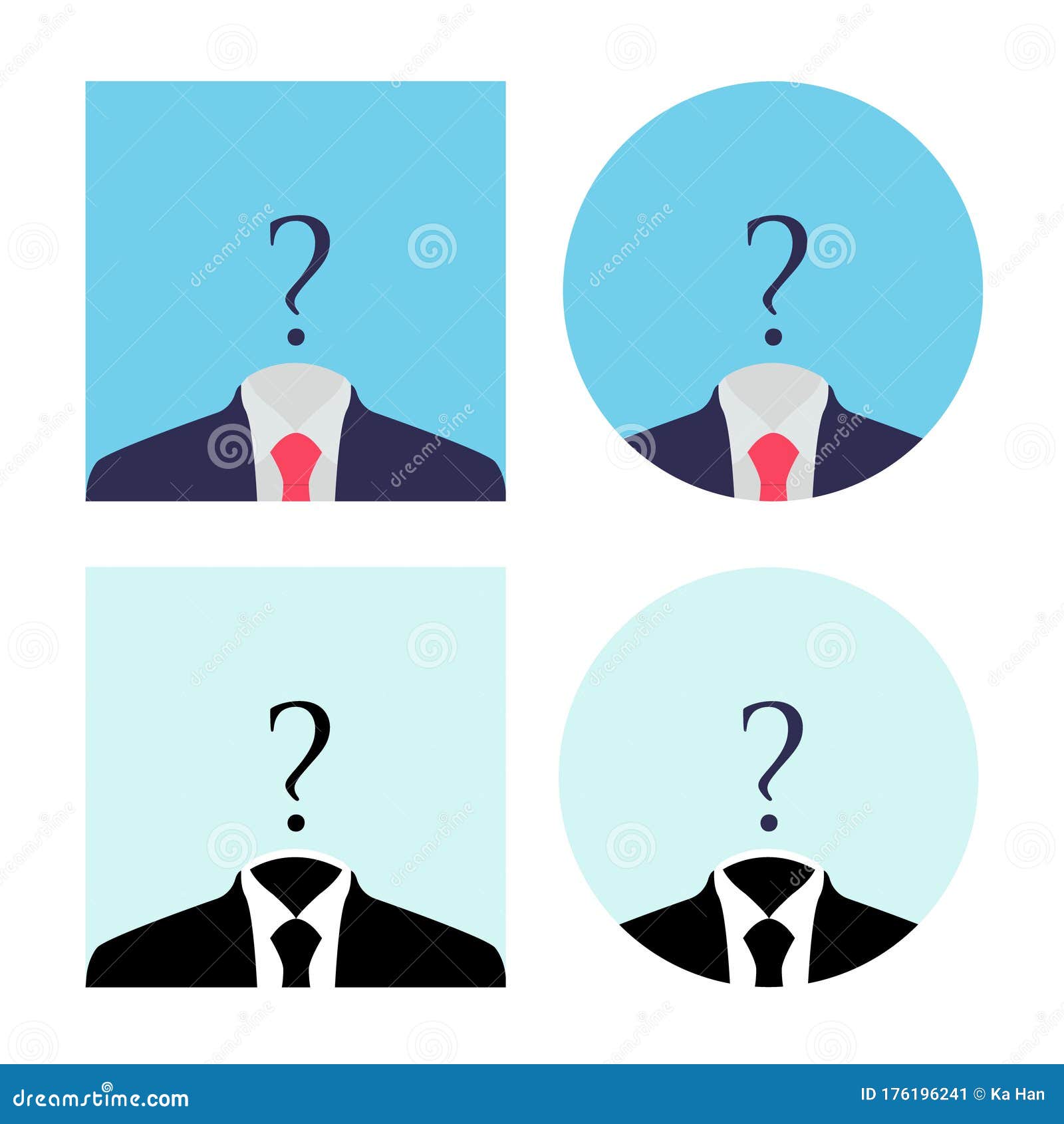 Flat Anonymous Avatar Profile Vector Unknown Profile Illustration Stock ...