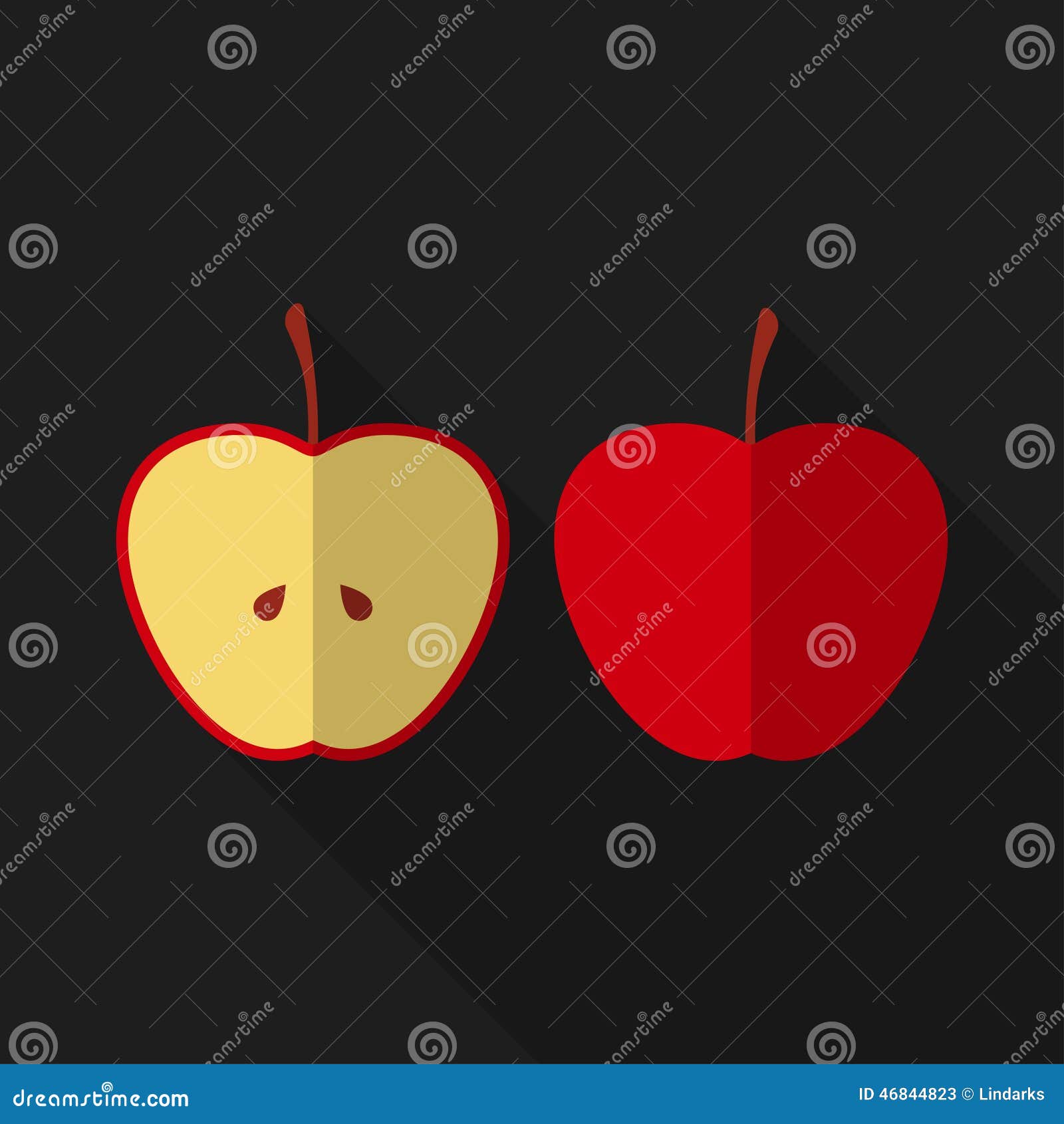 Flat Apple with Long Shadow. Vector Icon Stock Vector - Illustration of ...