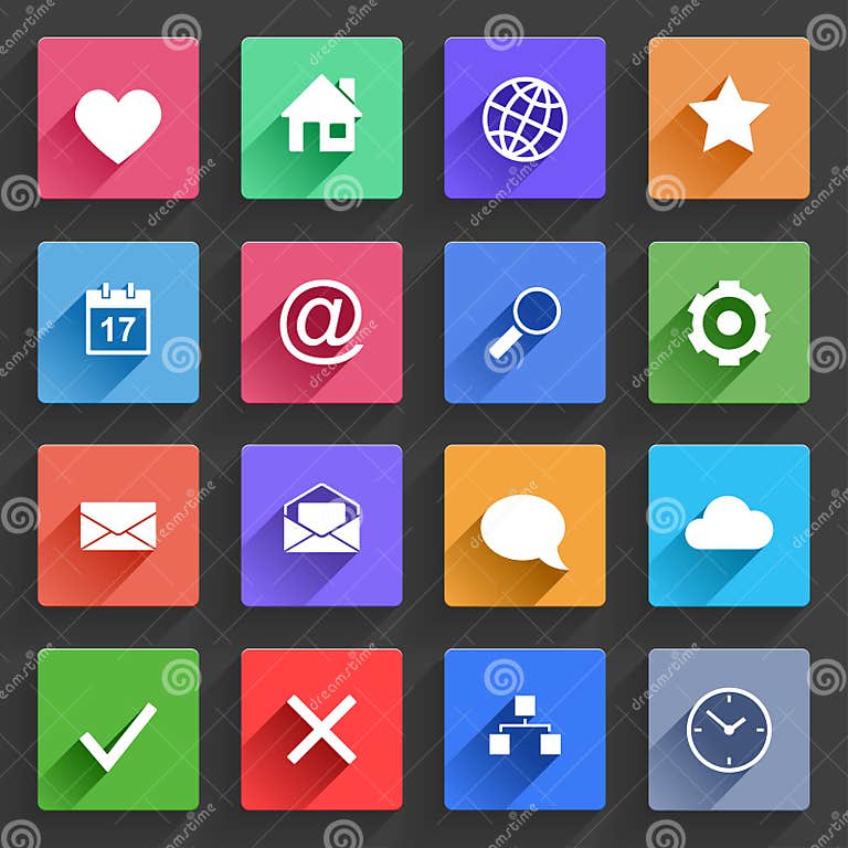 Flat Application Icons Set stock vector. Illustration of internet ...