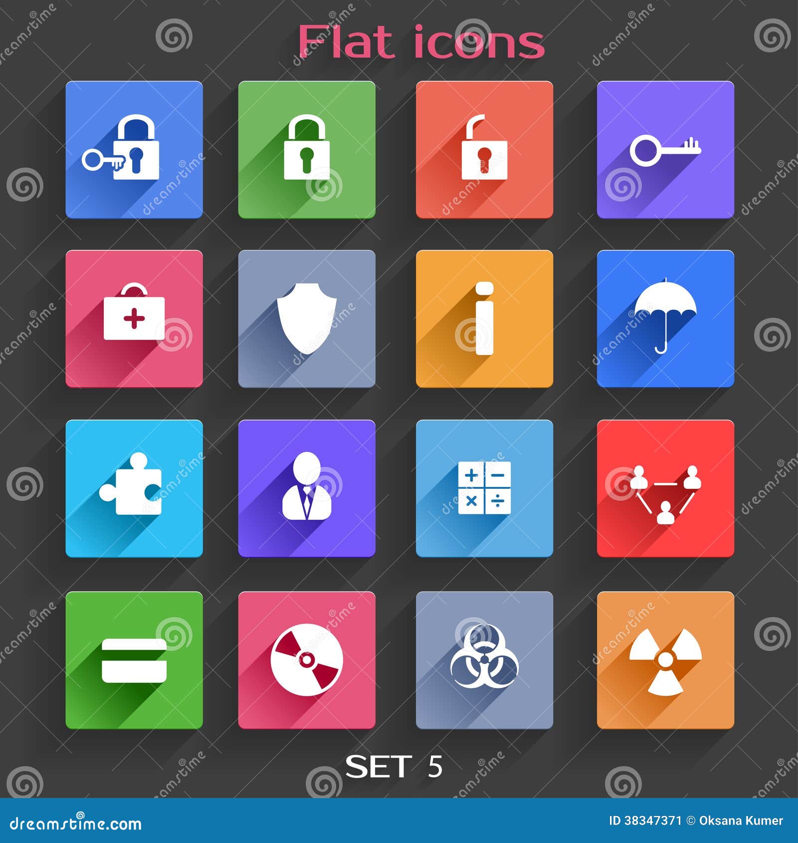Flat Application Icons Set 5 Stock Vector - Illustration of contact ...