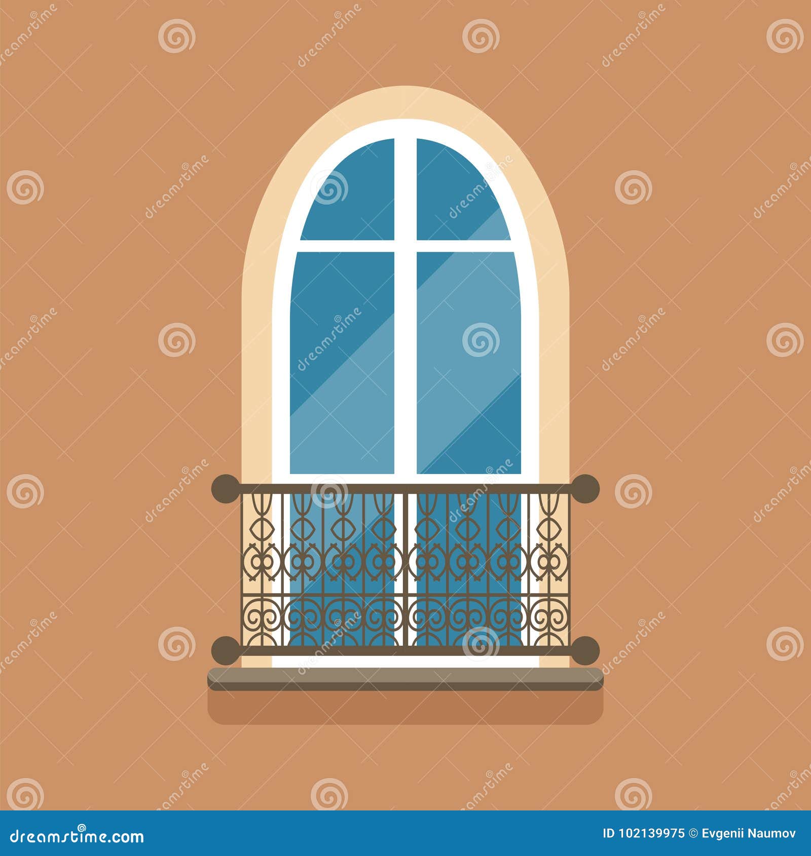 Arched Window, Bricks Cartoon Vector | CartoonDealer.com #8038827