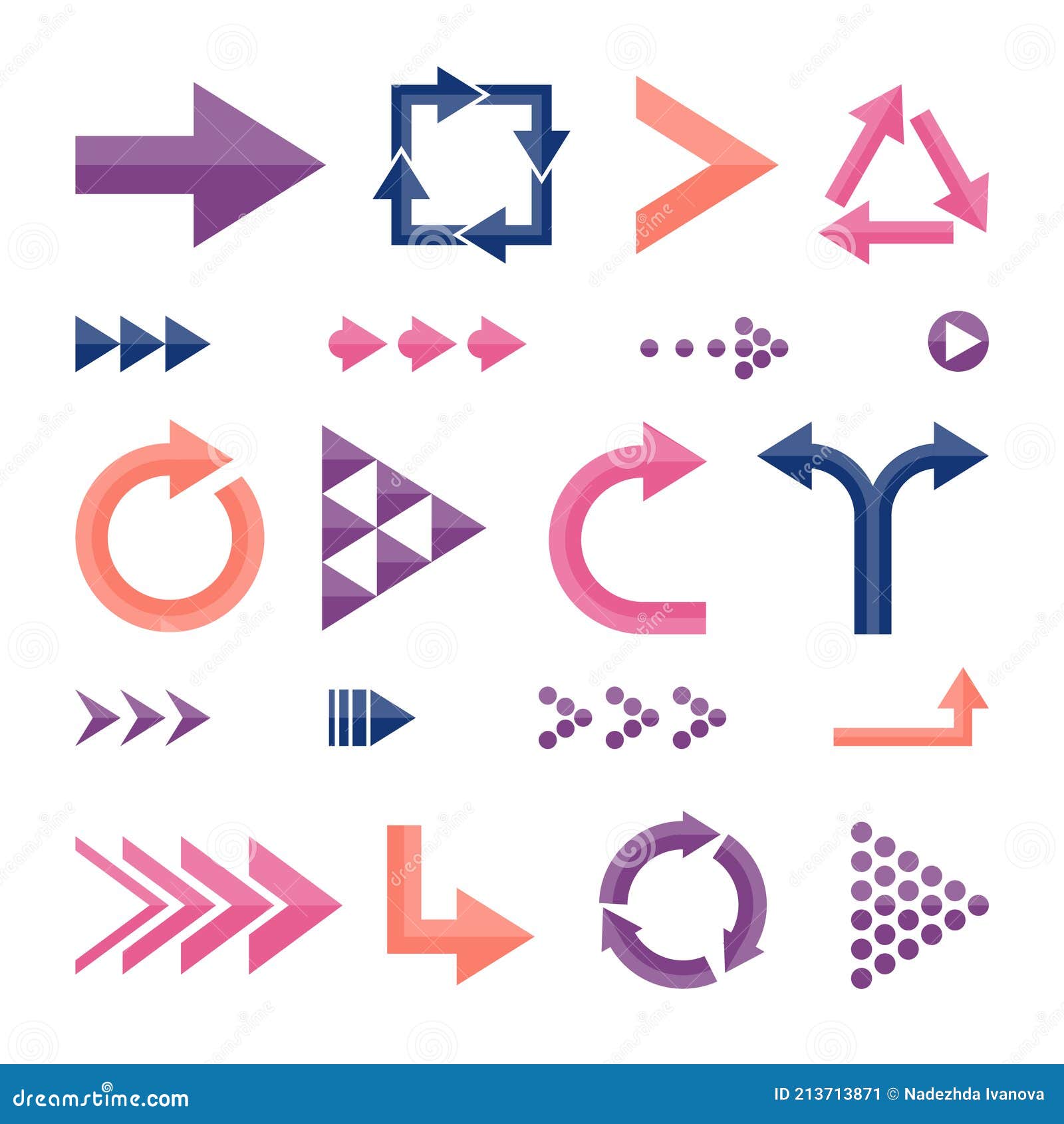 Flat Arrow Collection Vector Illustration. Stock Vector - Illustration ...