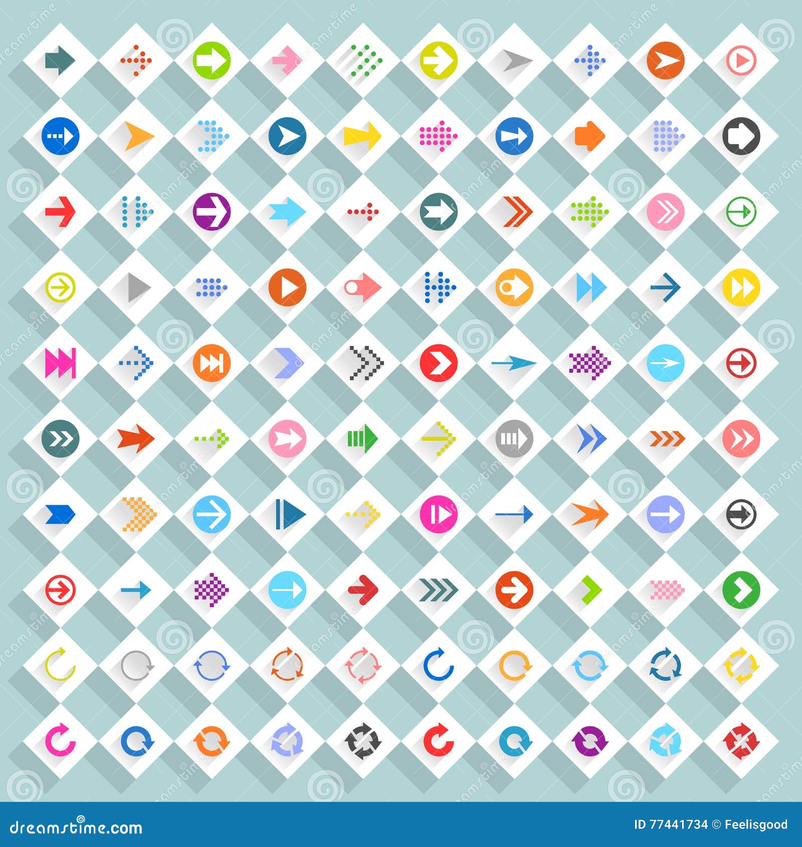 Flat Arrow Icon Rhombus Web Button Stock Vector - Illustration of next ...