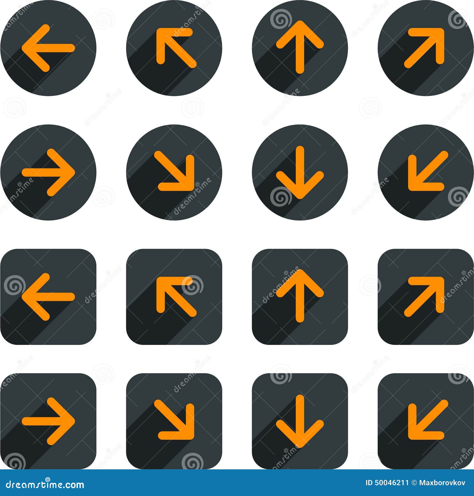 Flat arrow icons. stock vector. Illustration of forward - 50046211