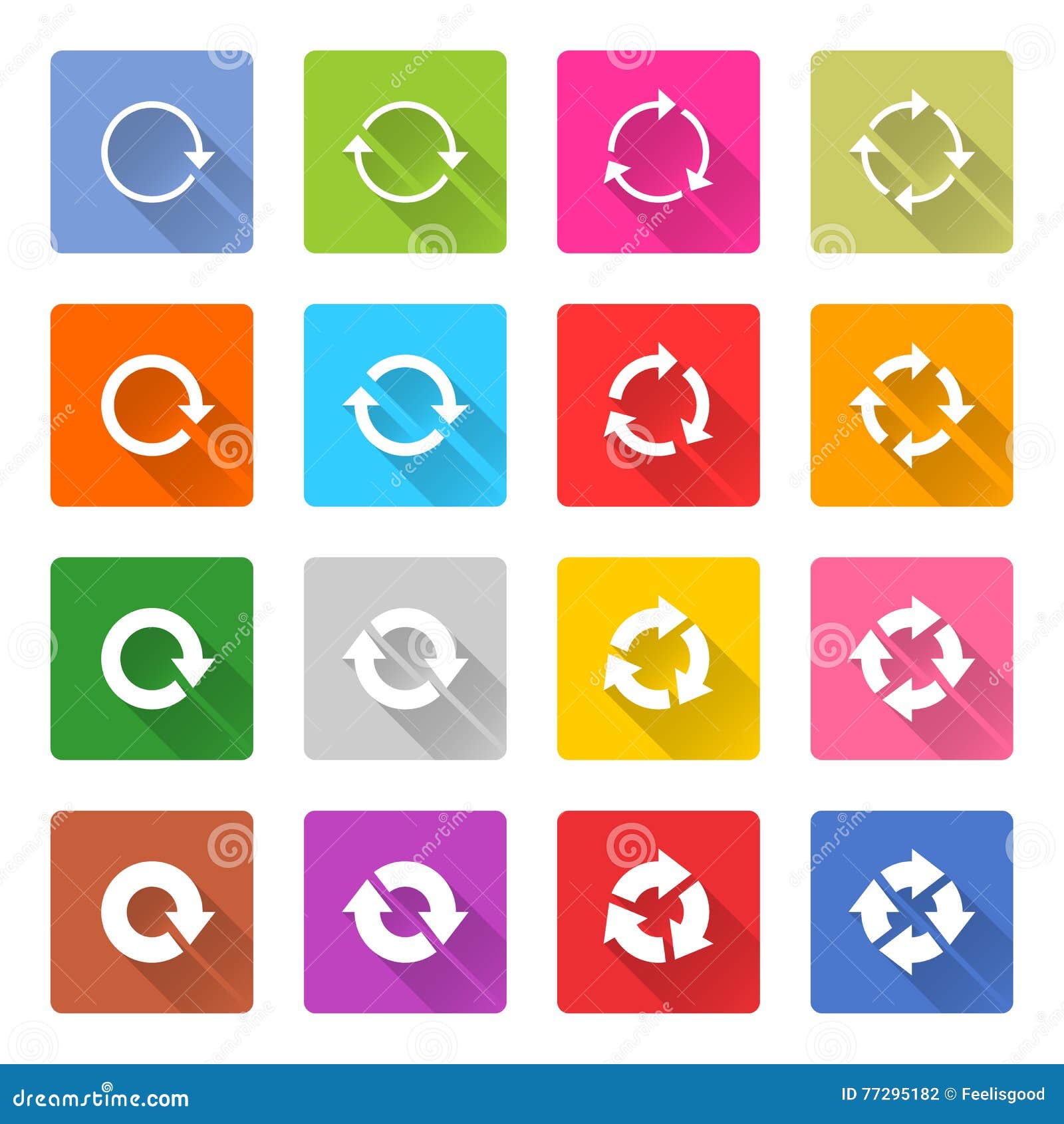 Flat Arrow Reload Icon Square Web Button Stock Vector - Illustration of ...