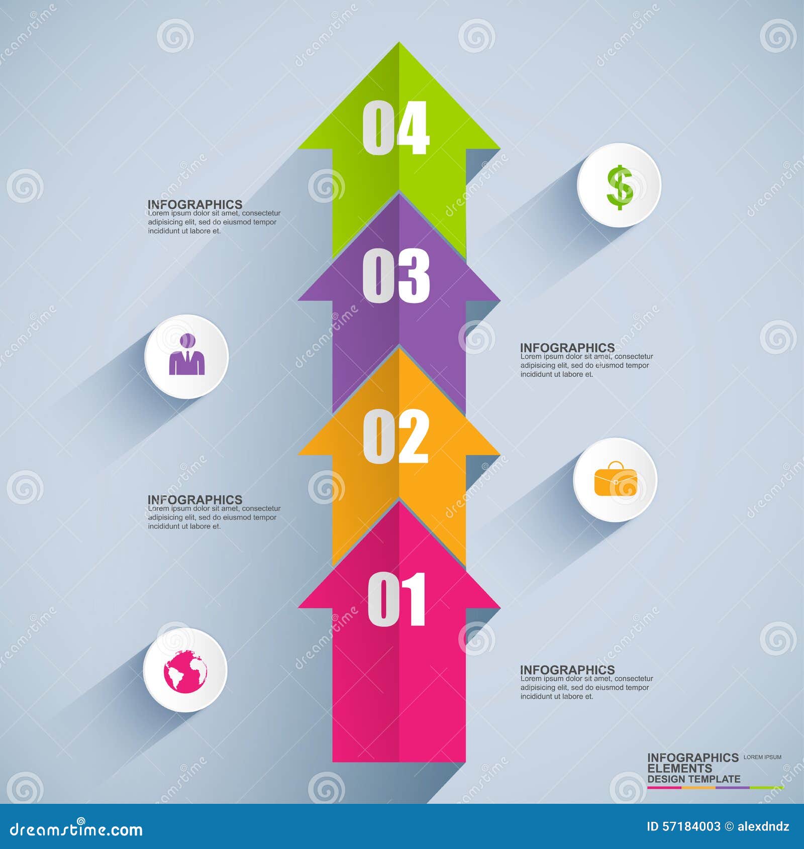 Flat Arrows with Data Infographics Template Stock Vector - Illustration ...