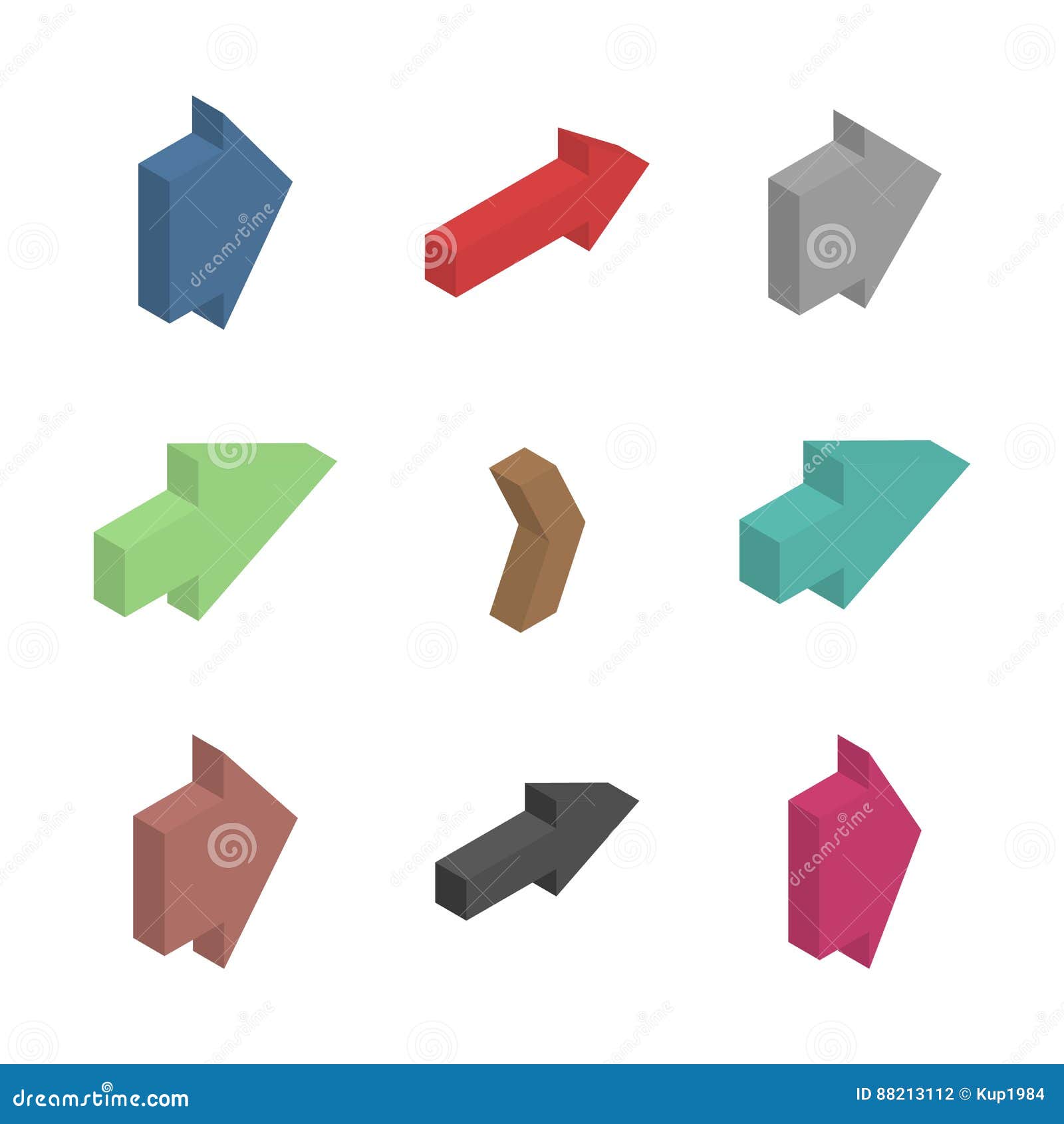 Flat Arrows Isometric, Vector Illustration. Stock Vector - Illustration ...