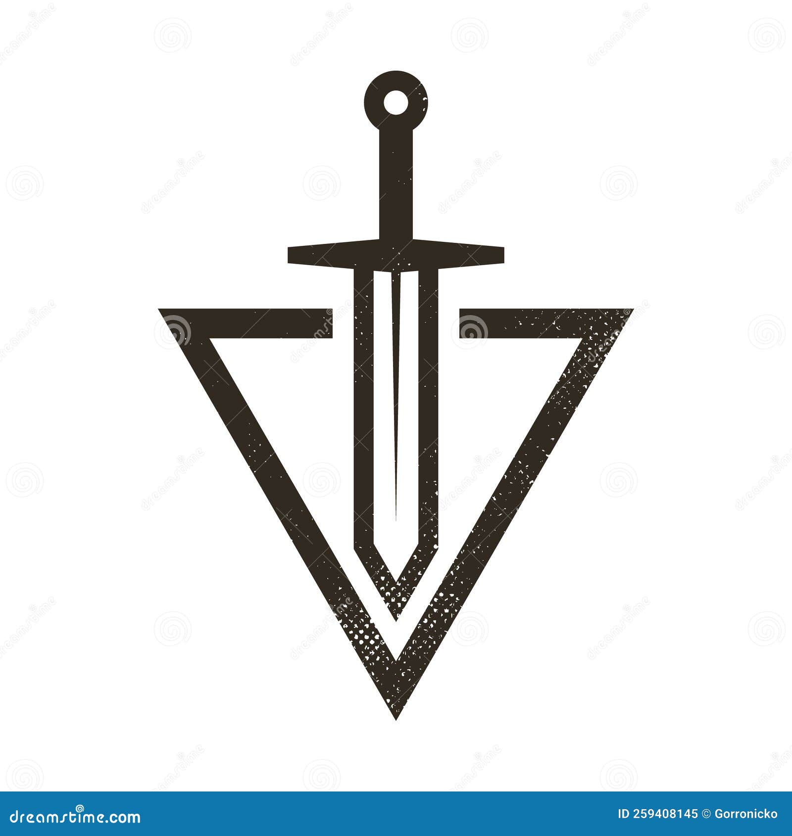 Flat Art Simple Vintage Sign of Sword in Triangle Stock Illustration ...
