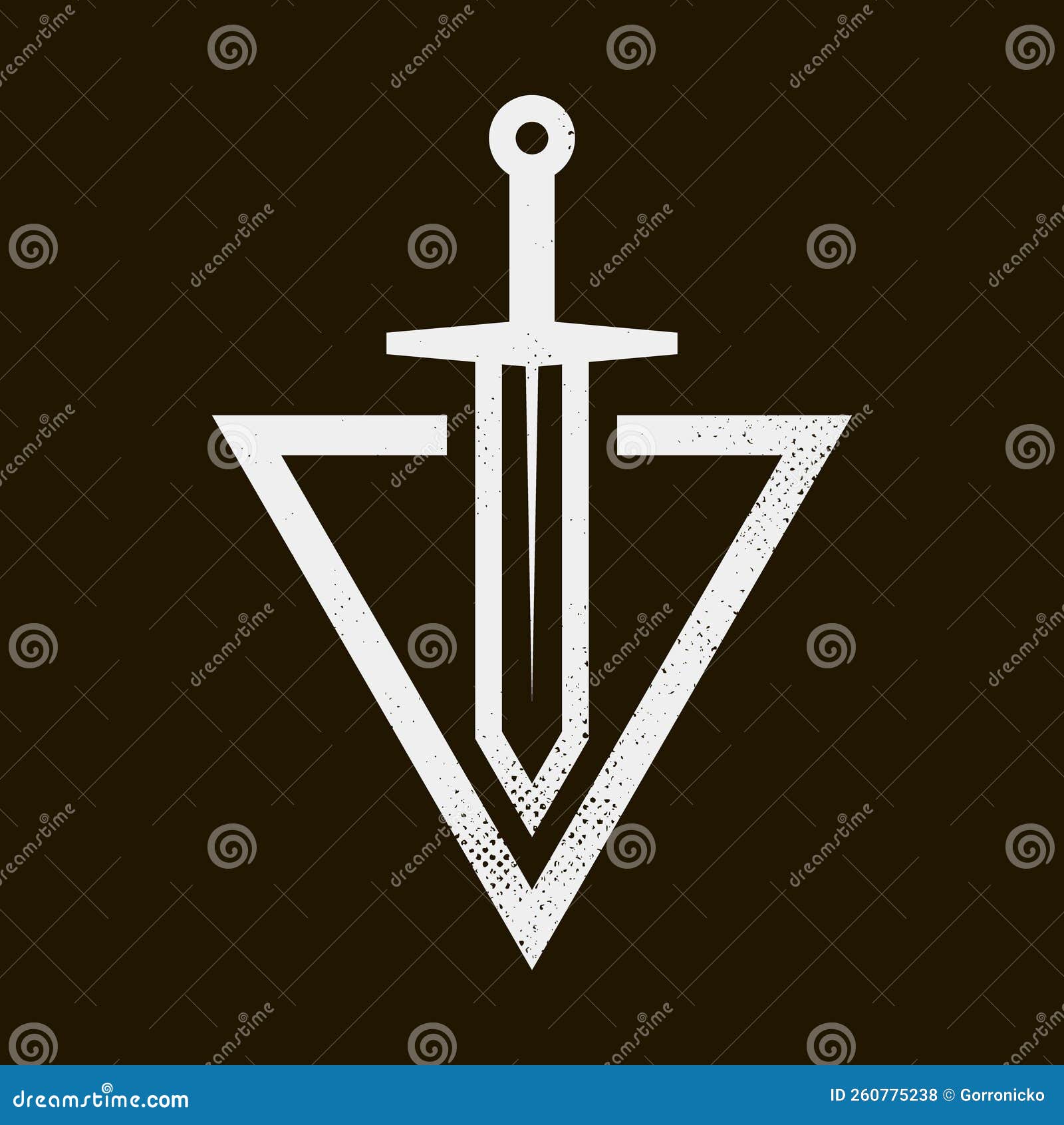 Flat Art Simple Vintage Sign of Sword in Triangle Stock Vector ...