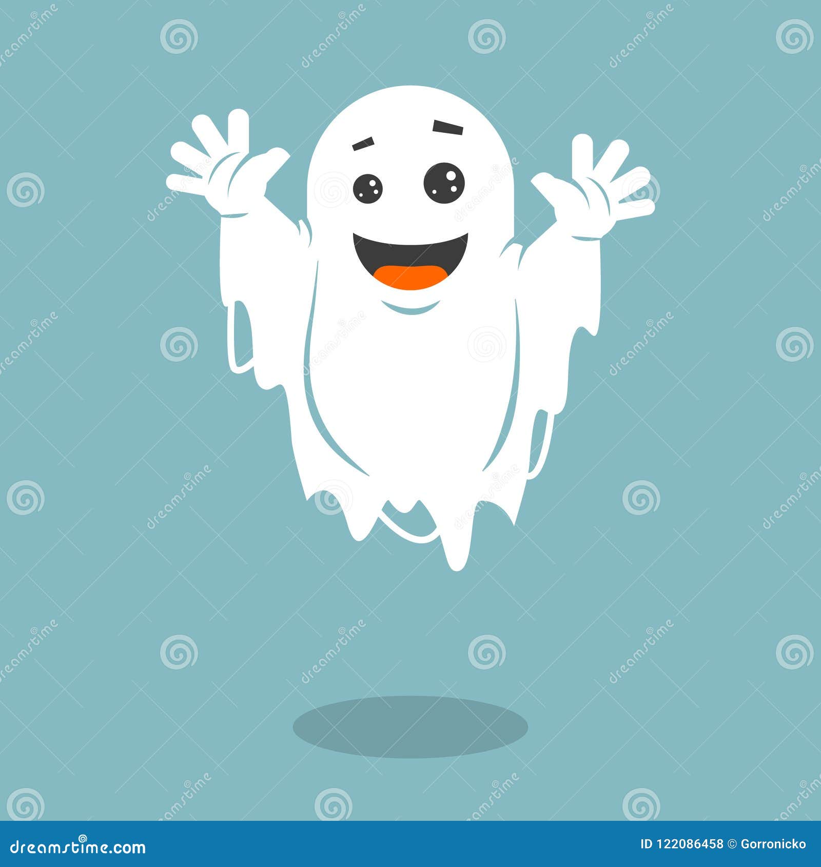 Flat Art Vector Illustration of a Smiling Ghost Stock Illustration ...