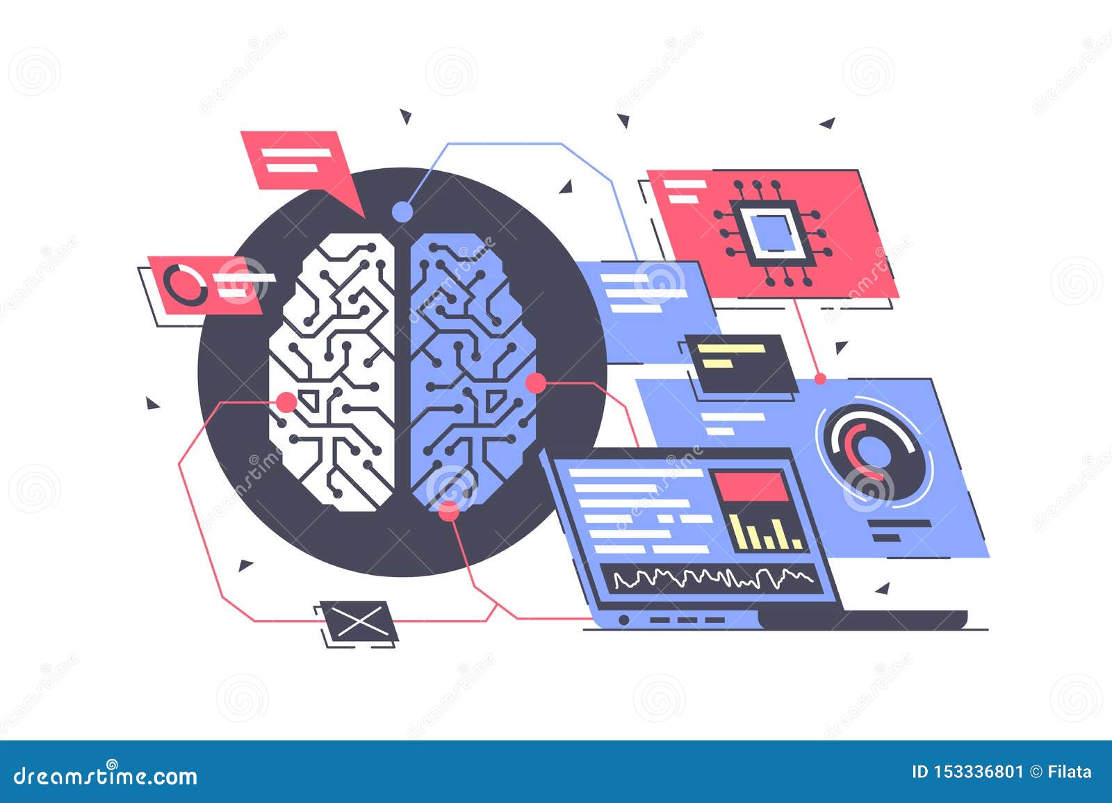 Flat Artificial Intelligence with Stock Vector - Illustration of ... Flat Artificial Intelligence with Stock Vector - Illustration of ...