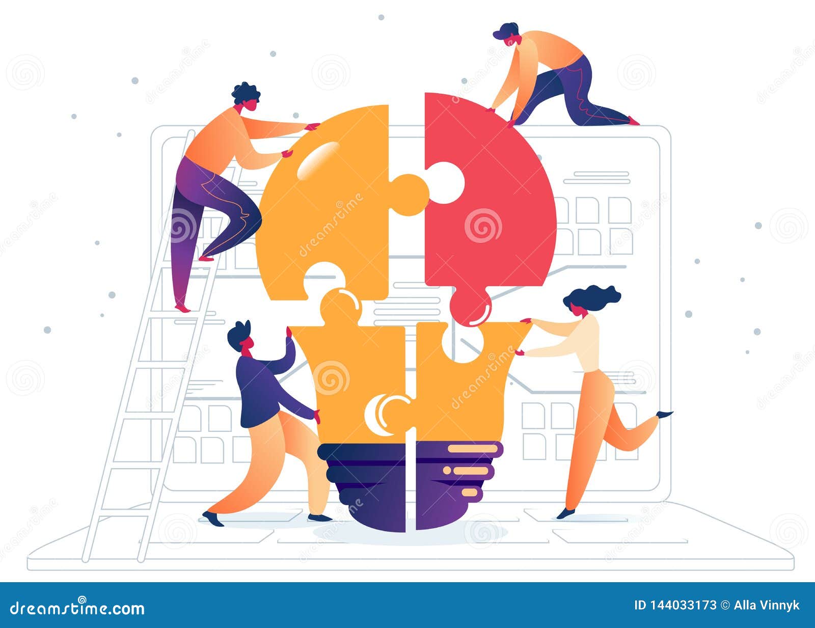 Flat Assemble Colored Light Bulb from Puzzles Stock Vector ...