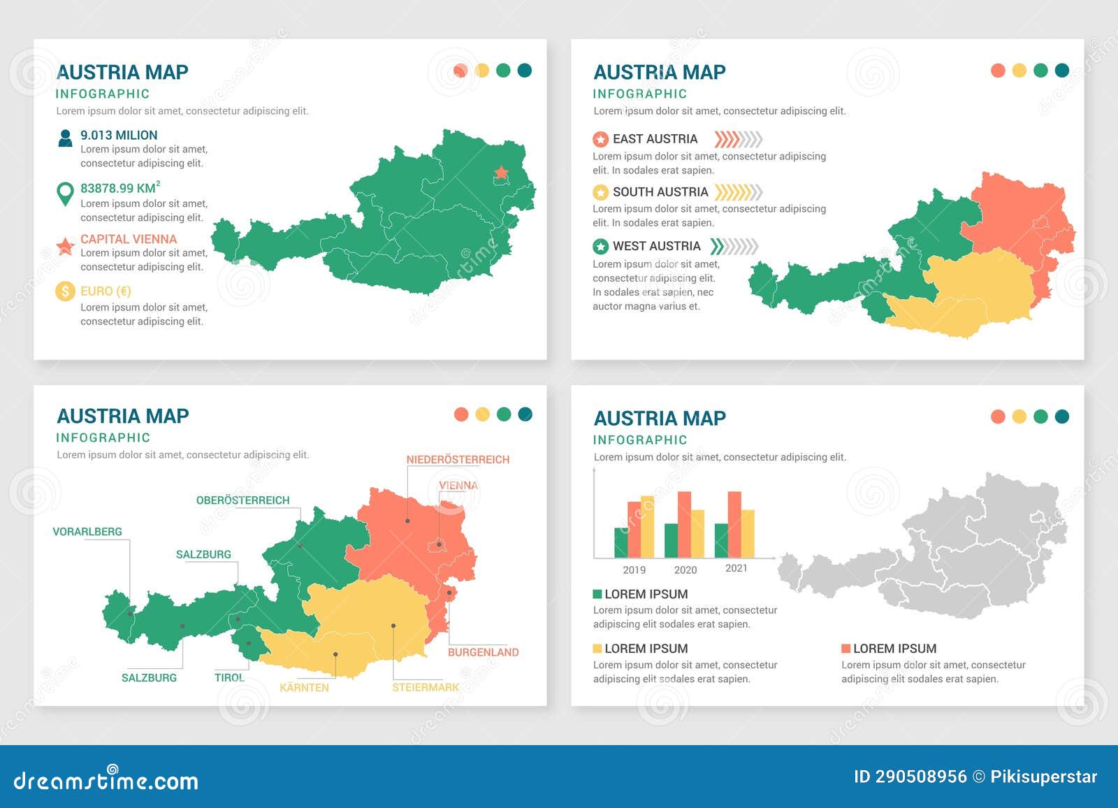 Flat Austria Map Infographic Design Vector Illustration Stock Vector ...