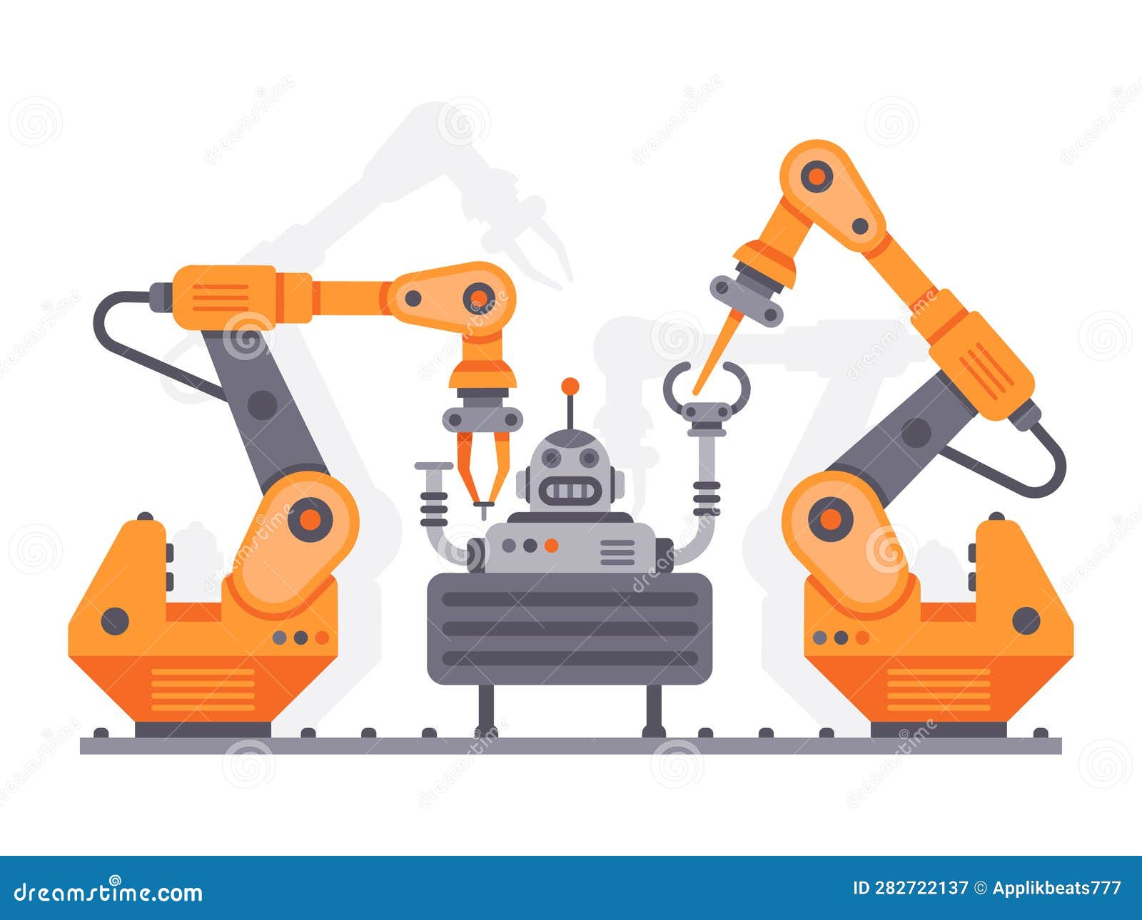 Flat Auto Robots Factory. Electronic Assembly of Bot or Robot Vector ...
