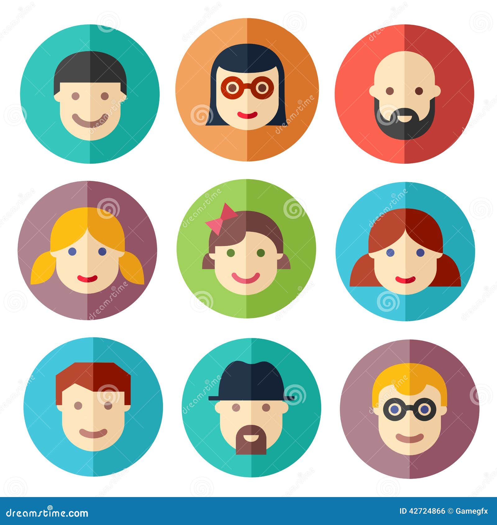 Flat Avatar App Icons Set User Face People Vector | CartoonDealer.com ...