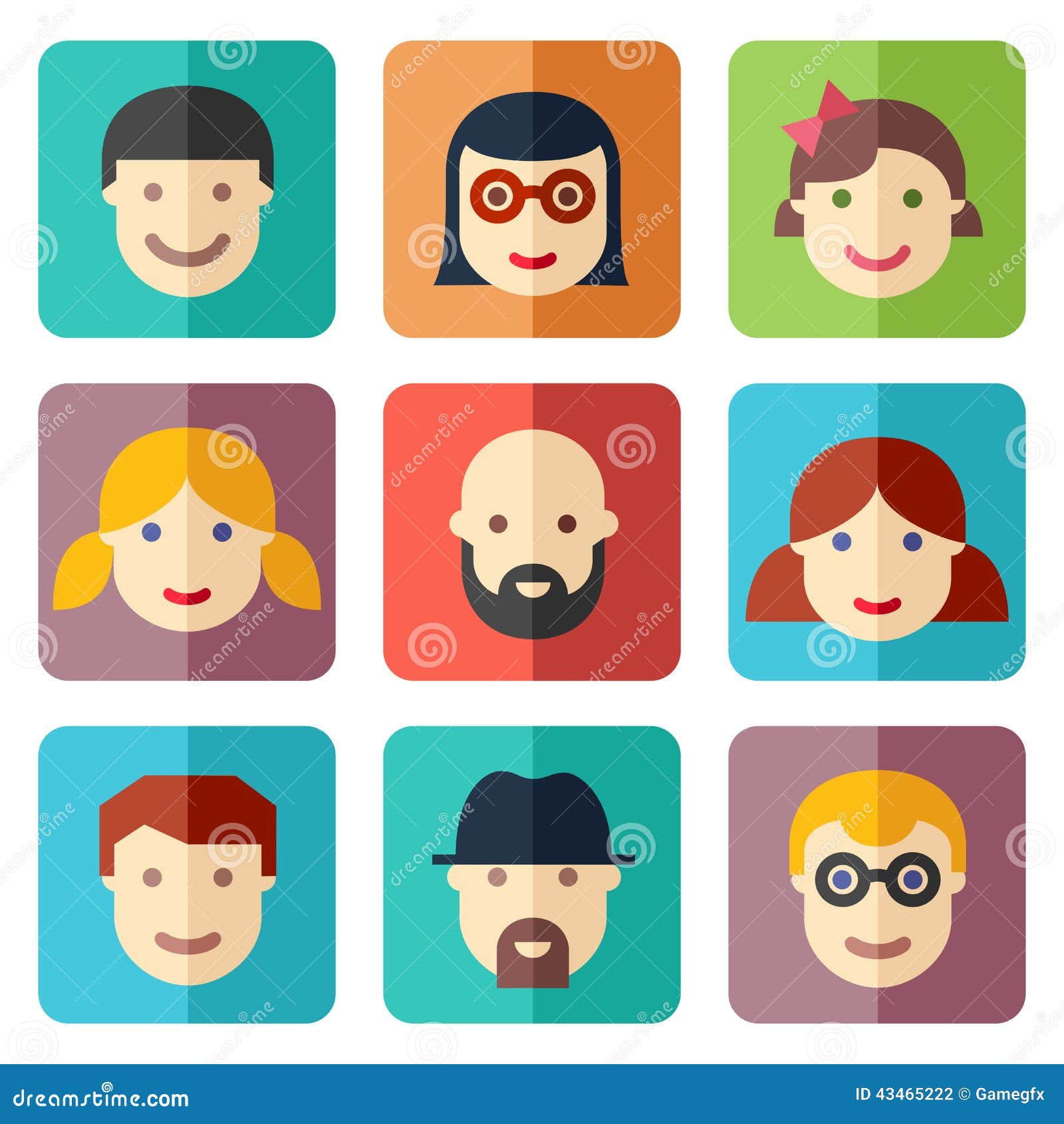Flat Avatar Icons, Faces, People Icons Stock Vector - Illustration of ...