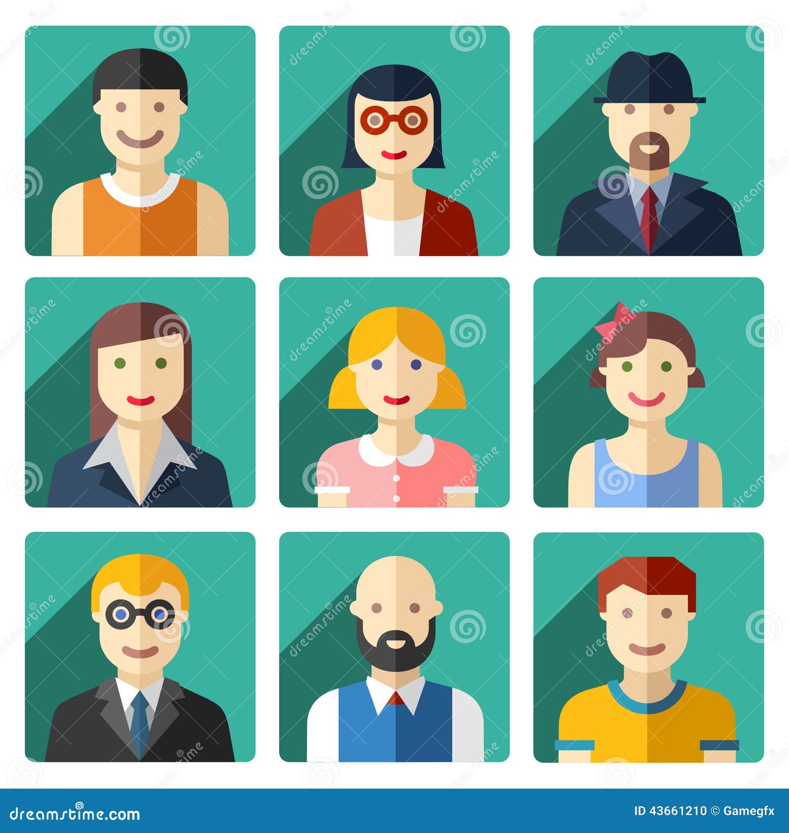 Flat Avatar App Icons Set User Face People Vector | CartoonDealer.com ...