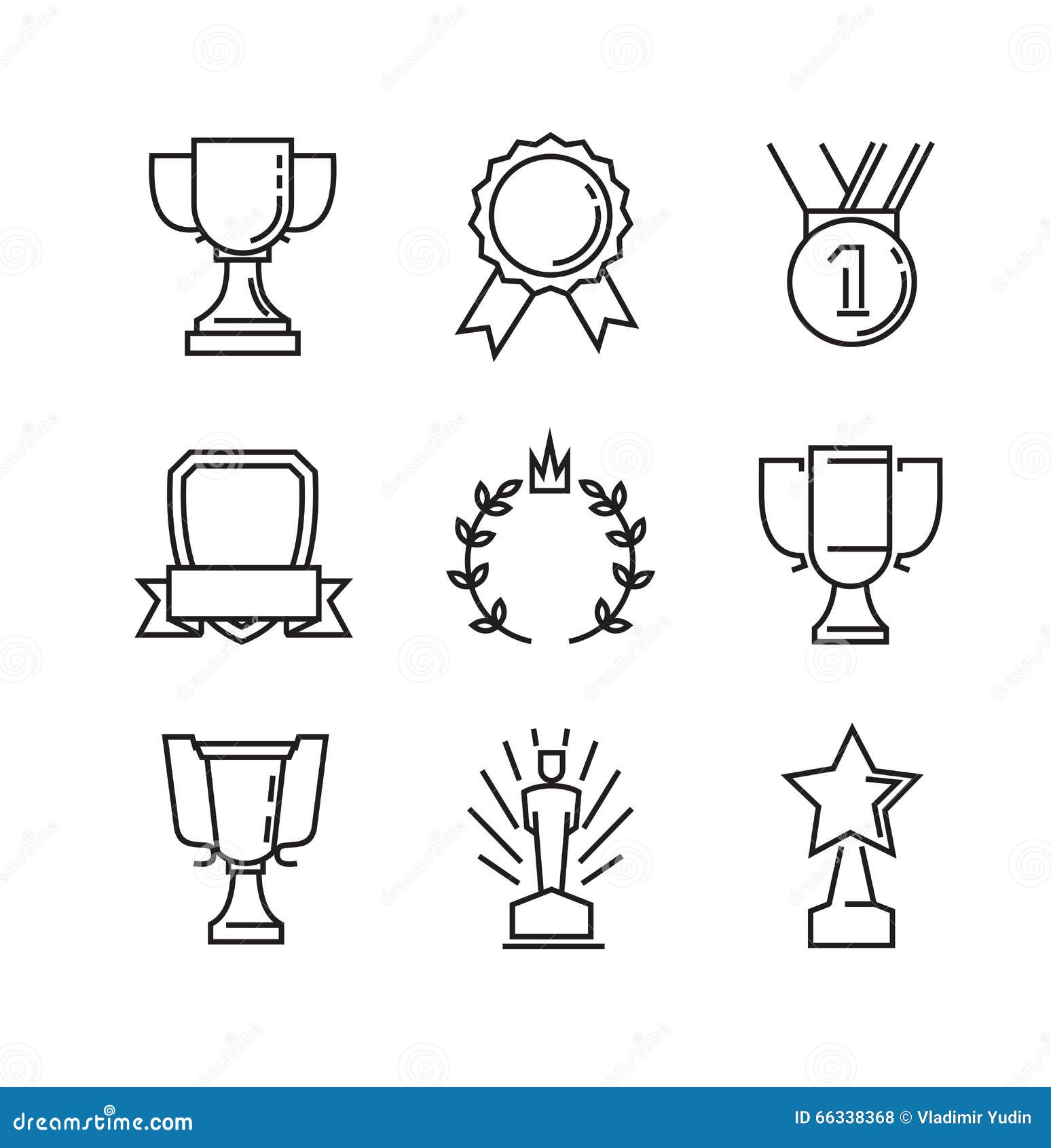Flat award icons stock vector. Illustration of honor - 66338368