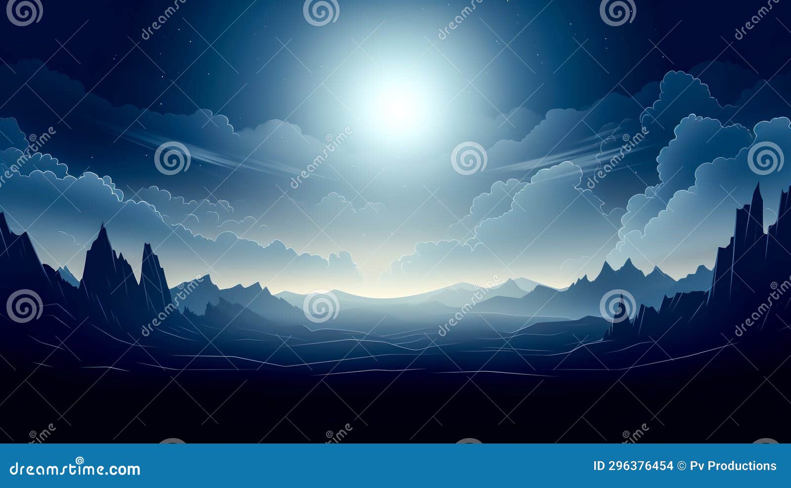 Flat Background Design with Night Sky and Moon. Stock Photo - Image of ...