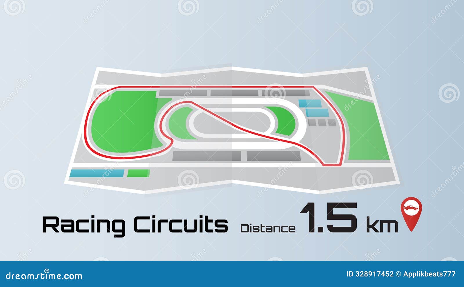 Flat Background of Location City Circuit Racetrack Map Fold Page ...