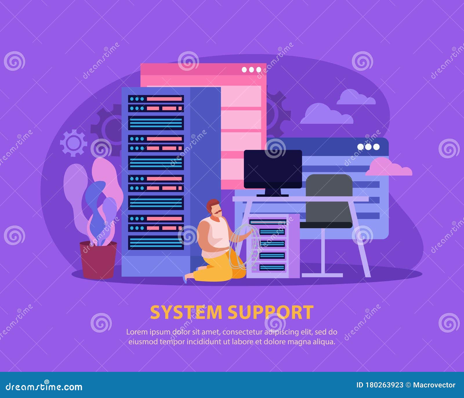 System Administrator Flat Background Stock Vector - Illustration of ...