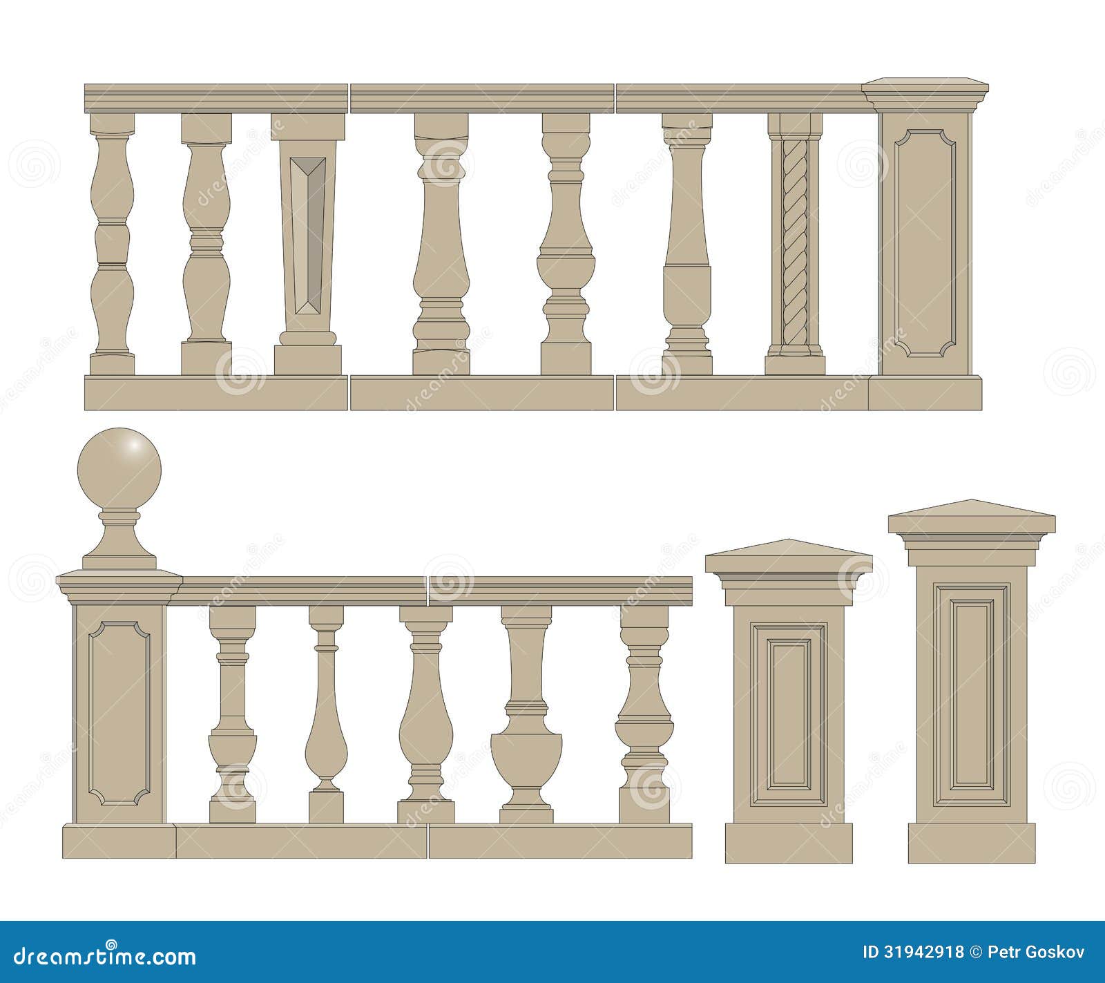 Flat balusters set stock vector. Illustration of background - 31942918