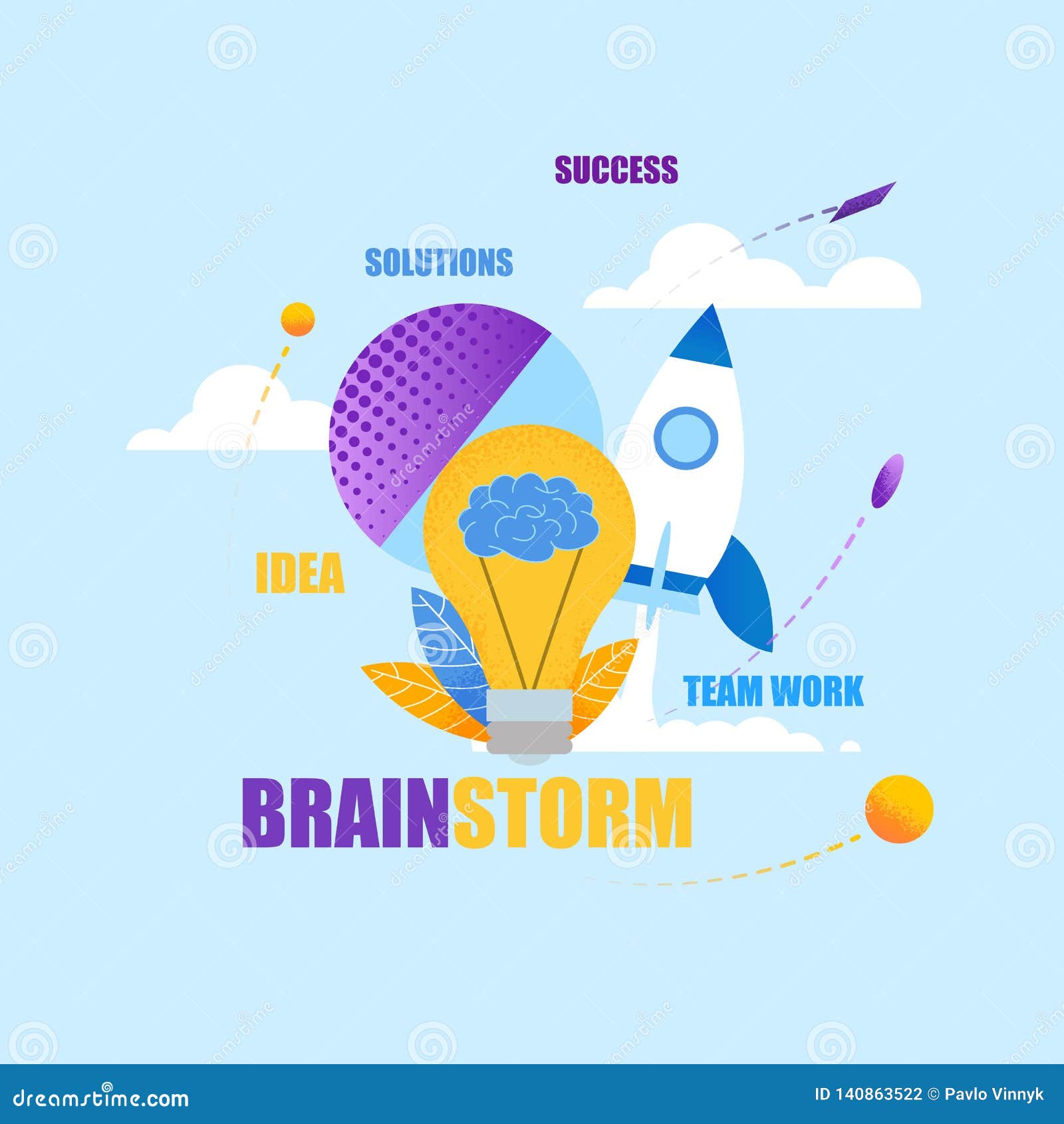Flat Banner Brainstorm Idea Solutions Success. Stock Vector ...
