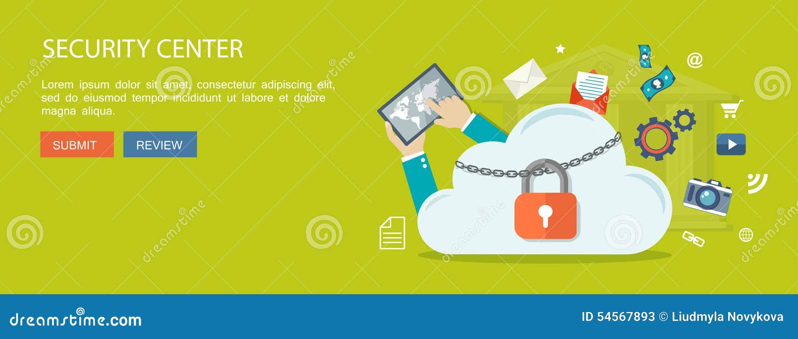 Flat Banner. Illustration of Security Center Stock Vector ...