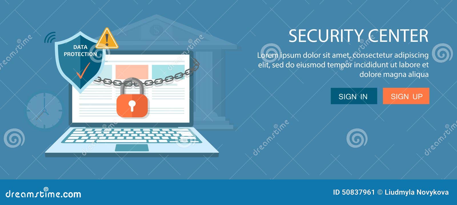 Flat Banners Set. Security Center and Search Engine Illustration Stock ...