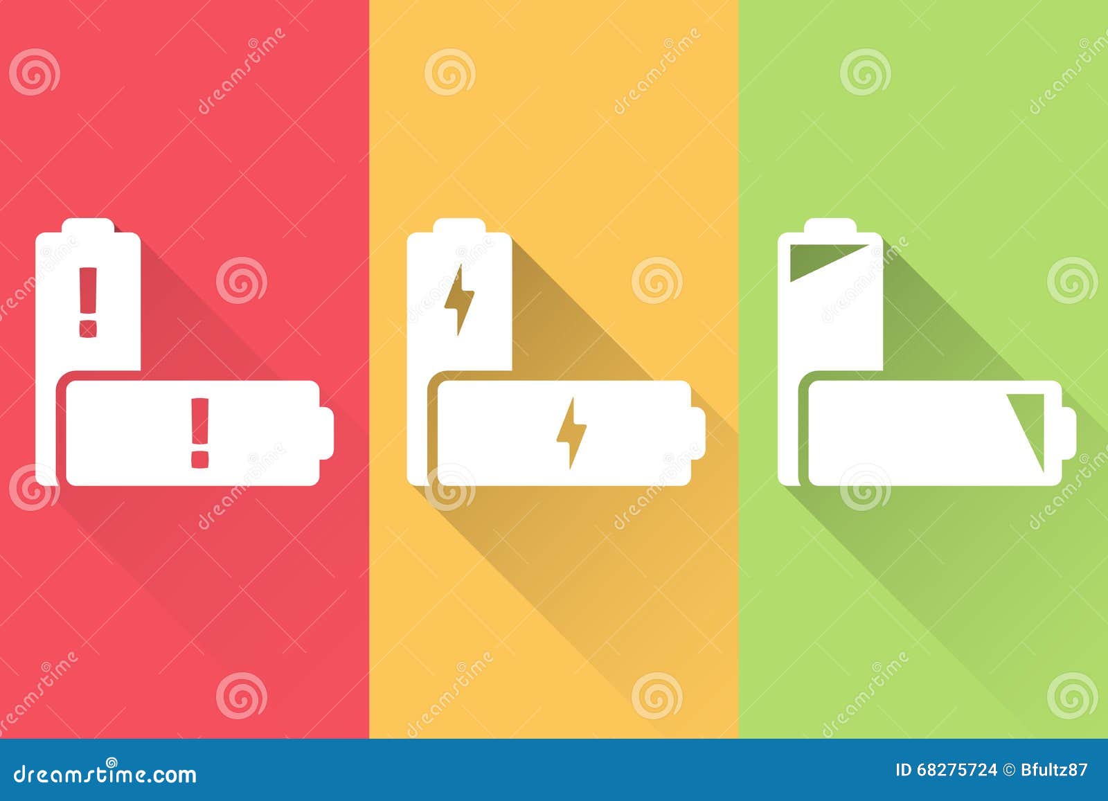 Flat Battery Icon stock vector. Illustration of orange - 68275724