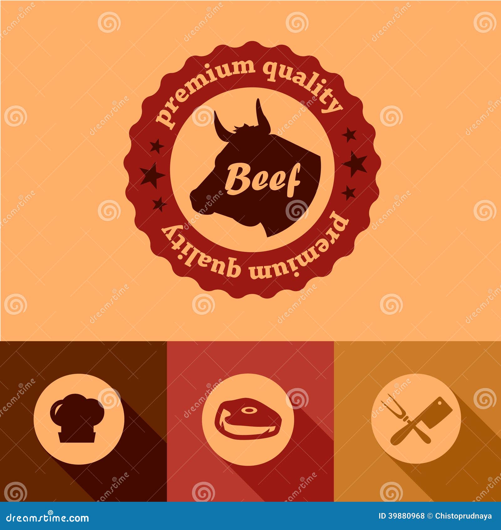 Flat beef design elements stock vector. Illustration of grilled - 39880968
