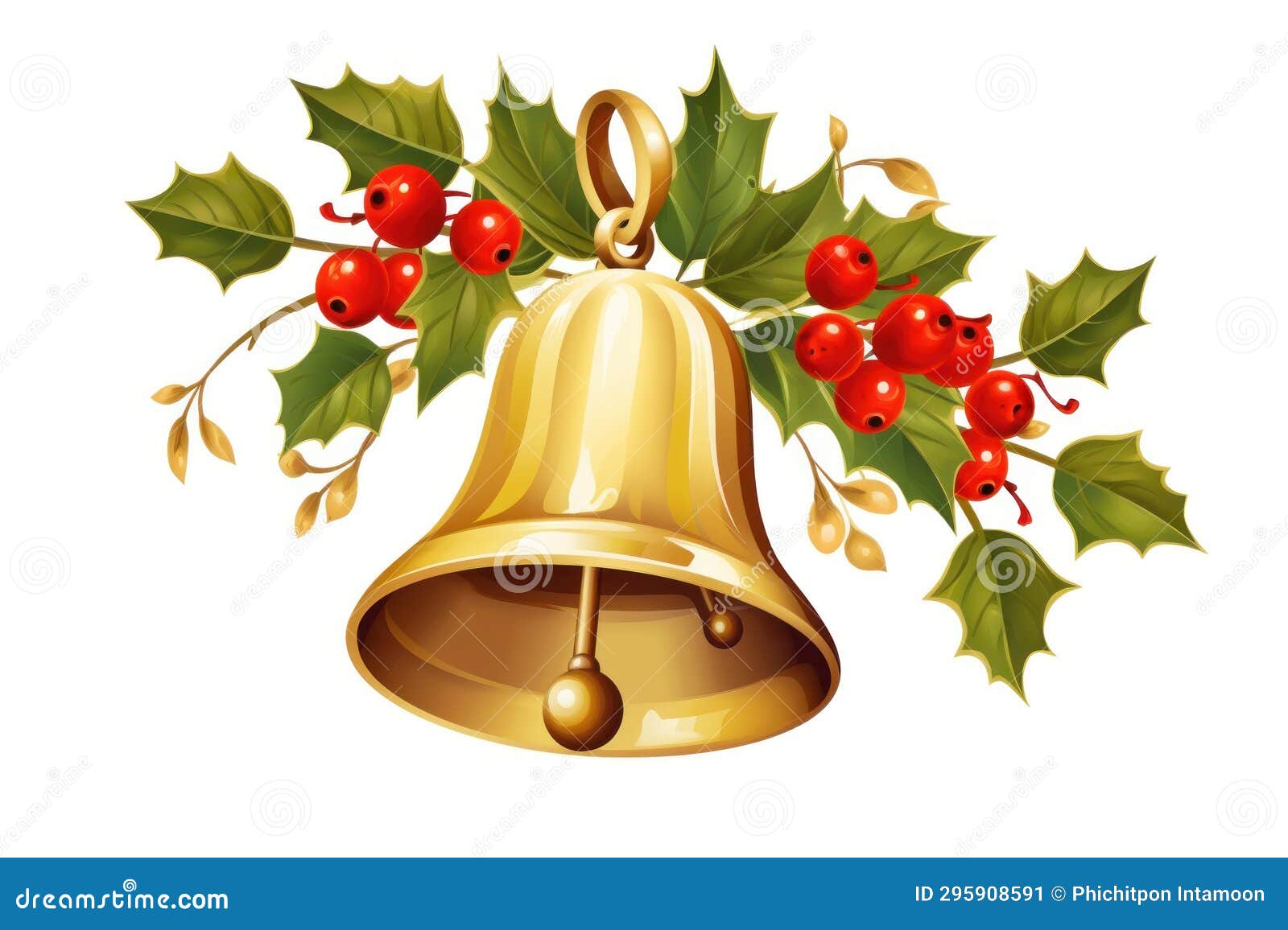 Flat Bell Design Christmas Element Collection on White Background. AI ...