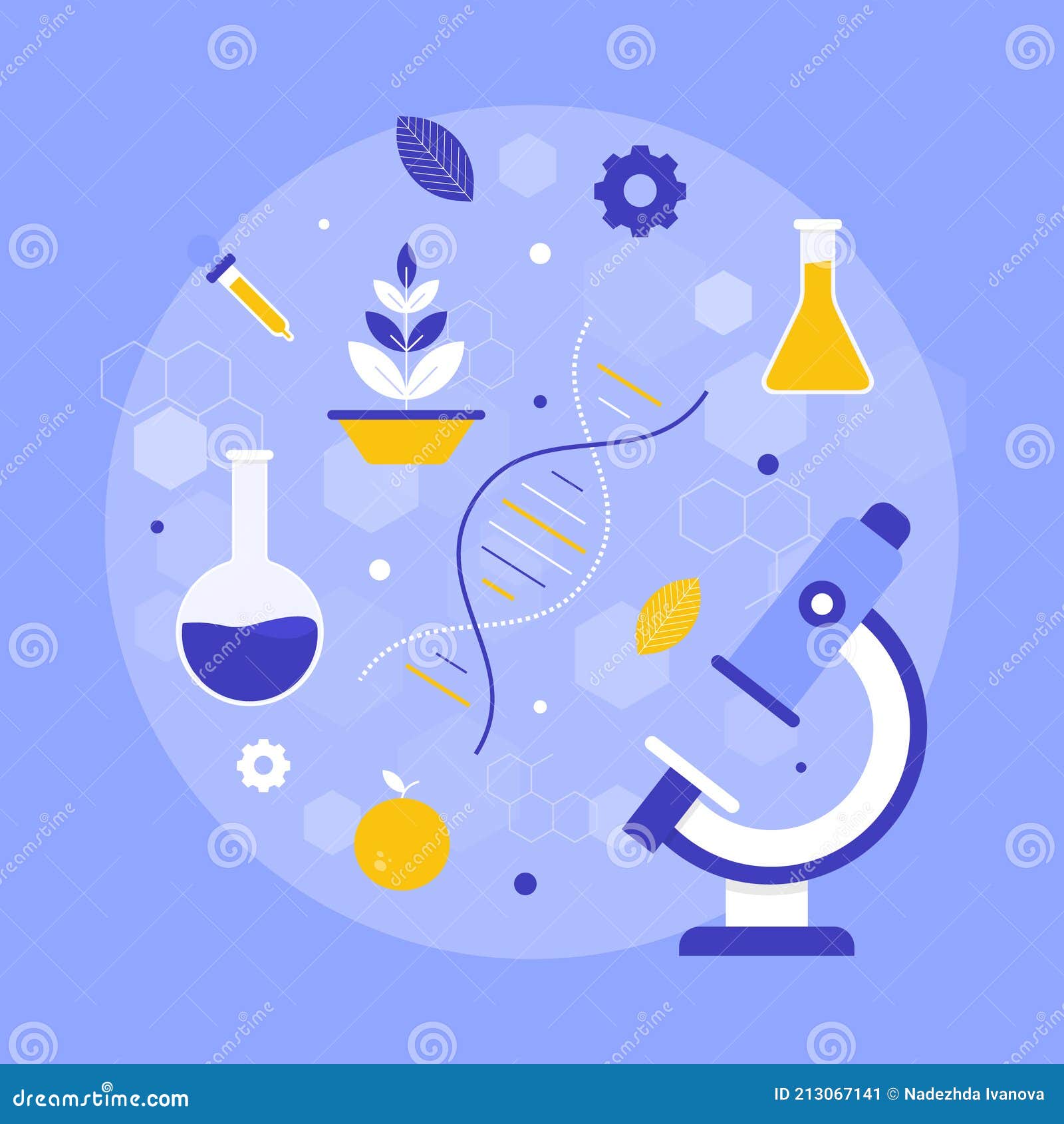 Flat Biotechnology Icons Set Cartoon Vector | CartoonDealer.com #64027561