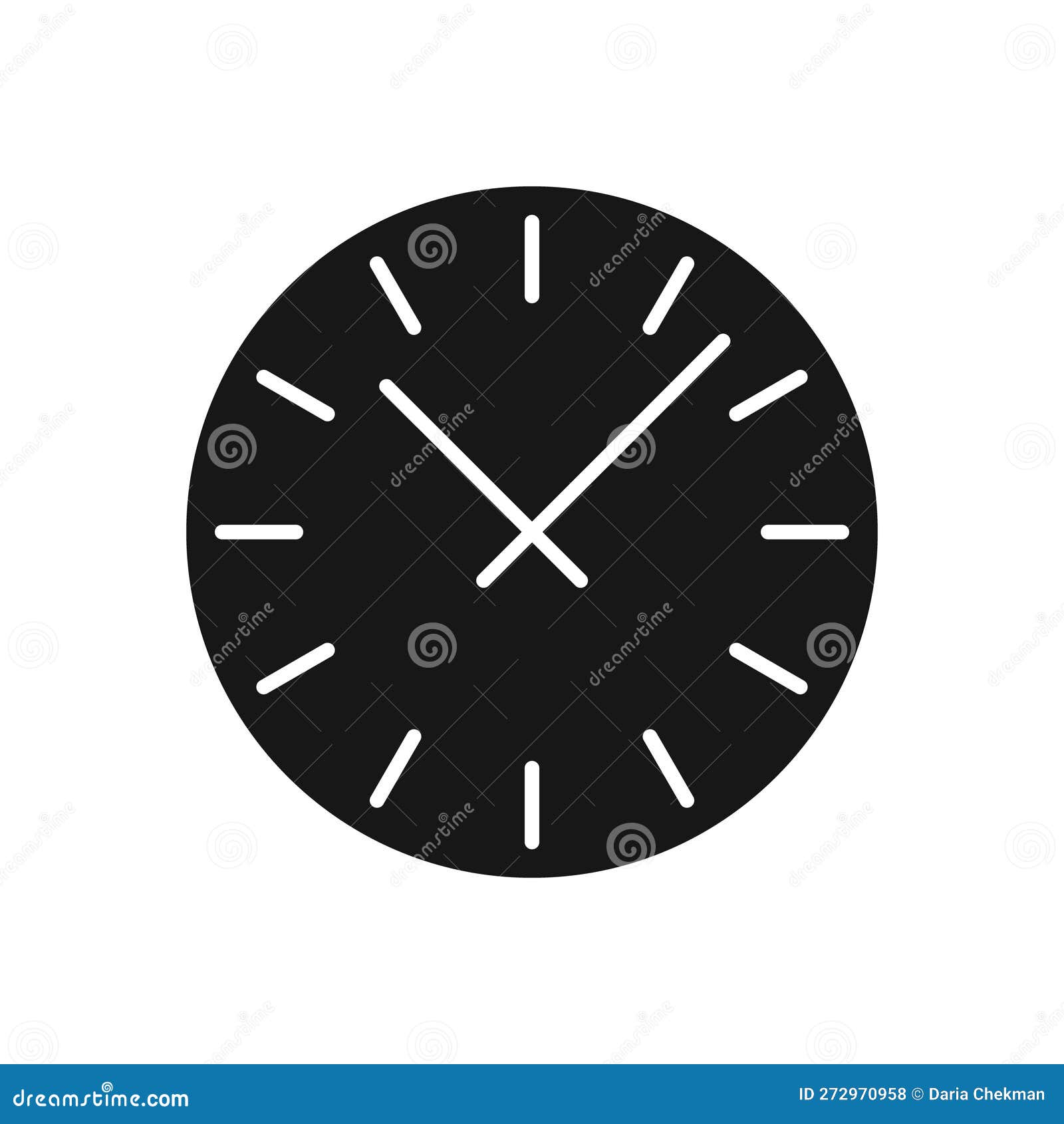Flat Black Clock Icon on White Background Stock Vector - Illustration ...