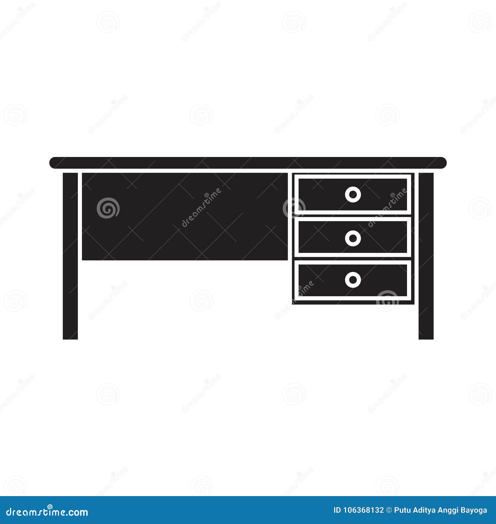 Flat black desk icon stock vector. Illustration of office - 106368132