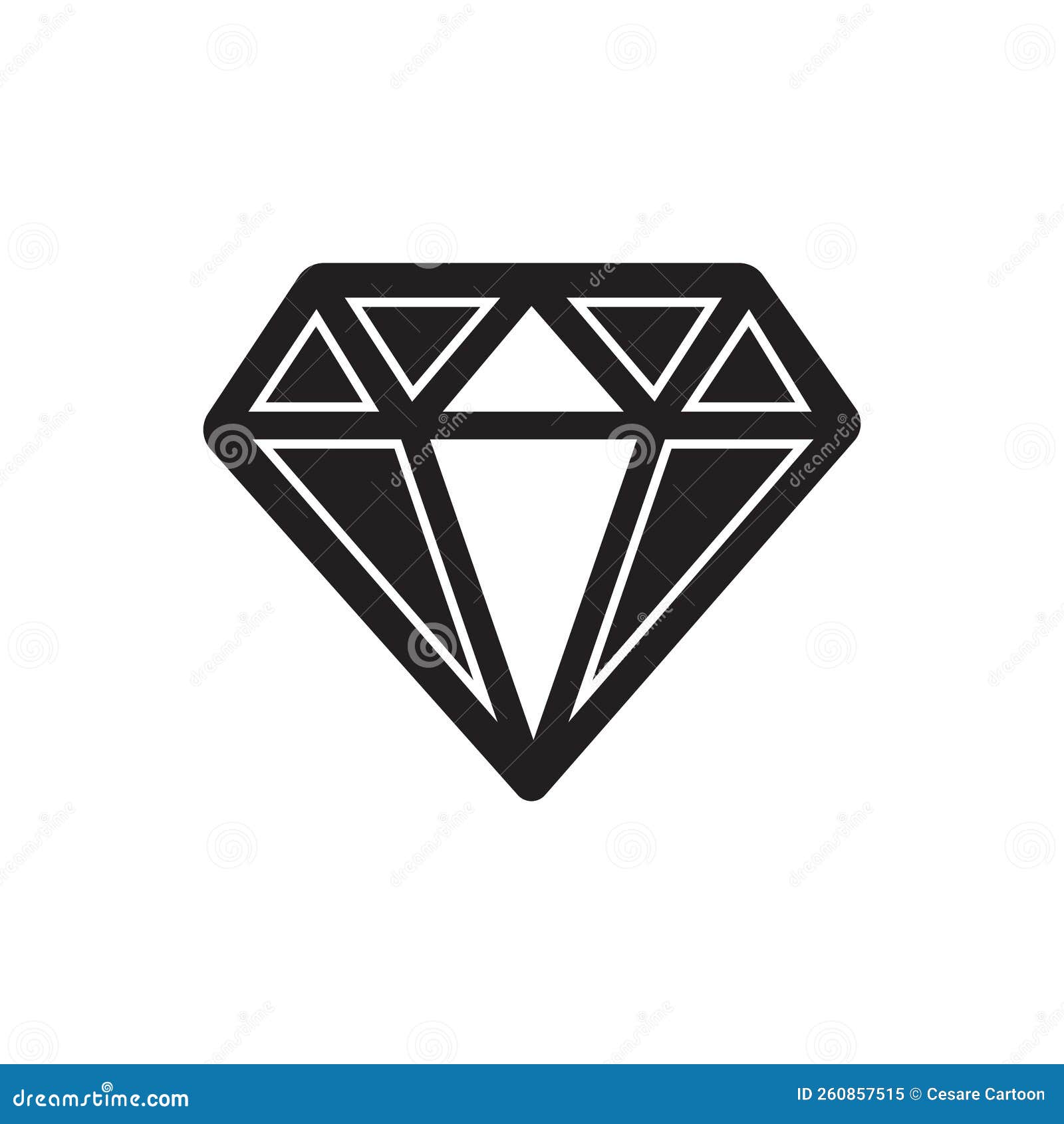 Flat black diamond stock vector. Illustration of cartoon - 260857515