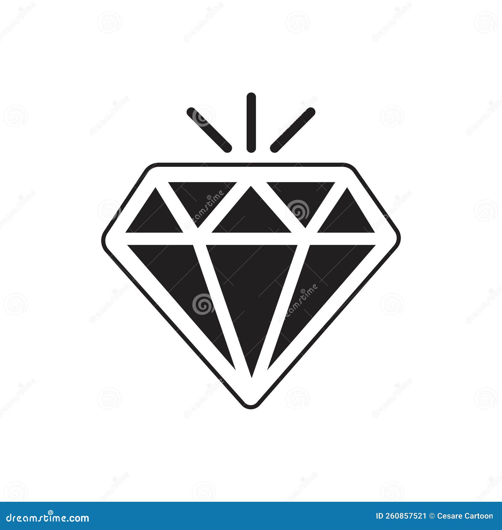 Flat black diamond stock vector. Illustration of black - 260857521