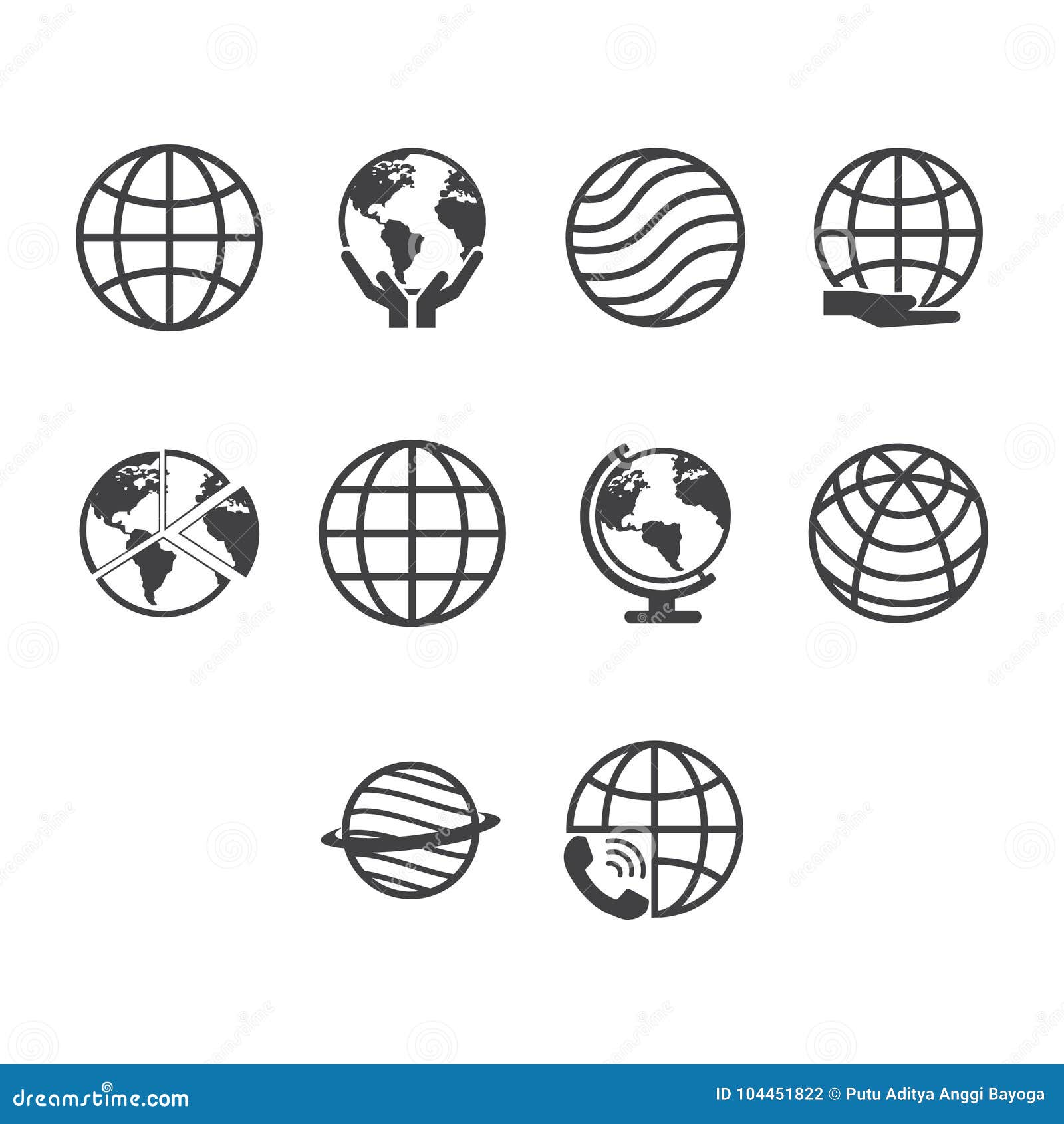Flat black globe icon set stock vector. Illustration of globe - 104451822