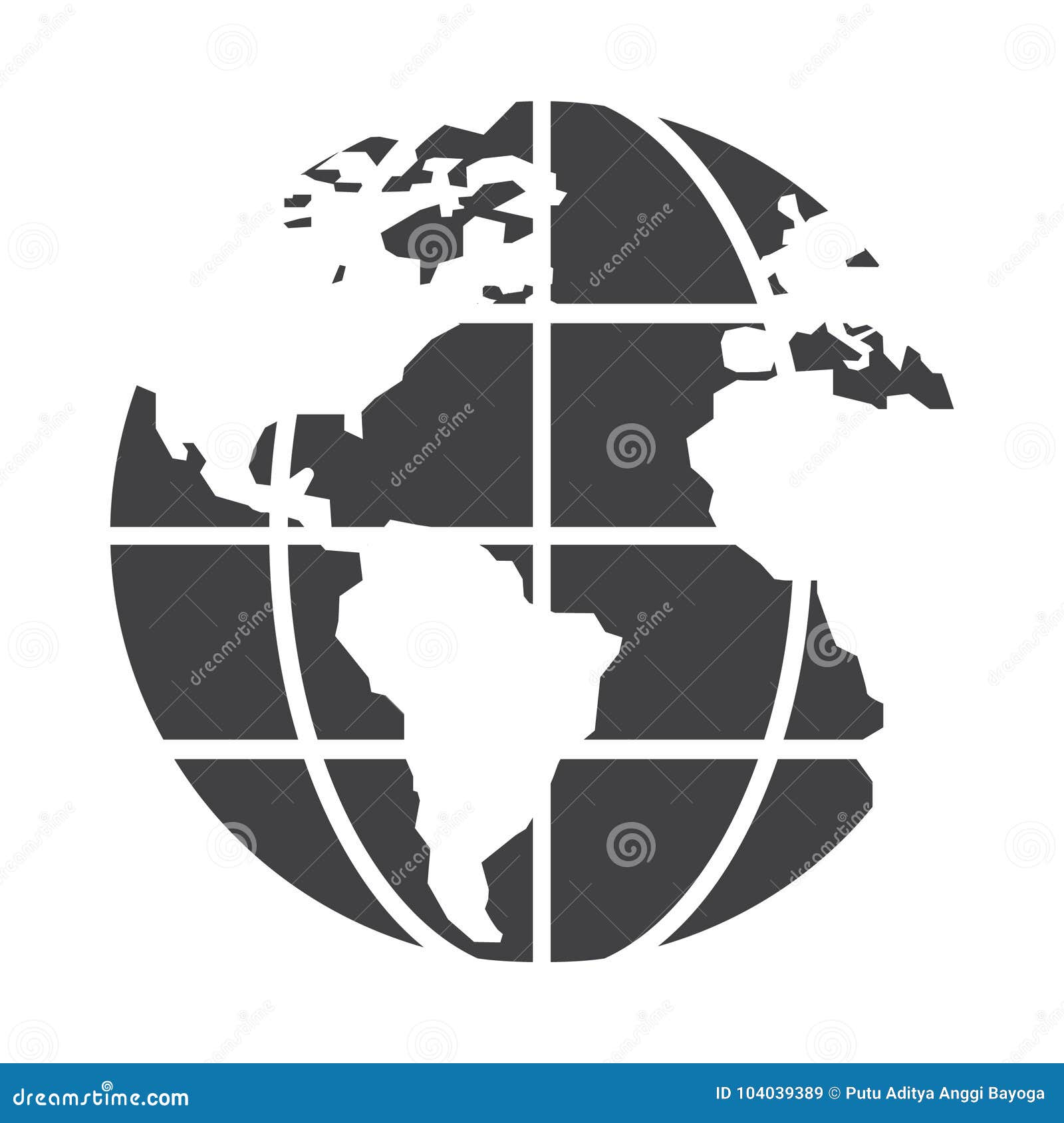 Flat black globe icon stock vector. Illustration of earth - 104039389
