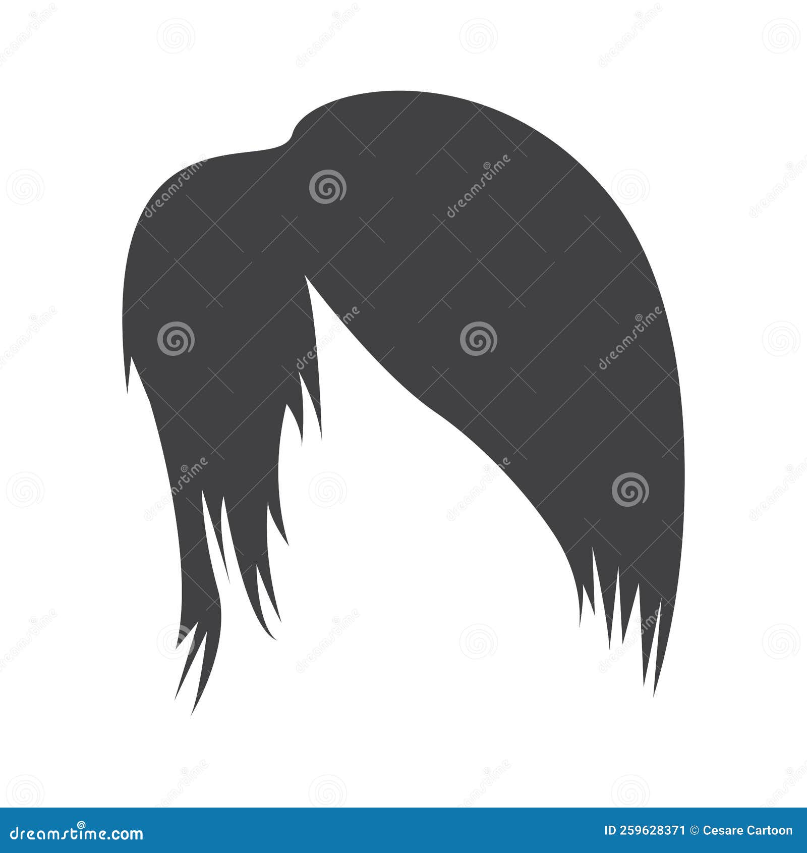 Flat Black Hairstyle Medium Straight Stock Vector - Illustration of ...
