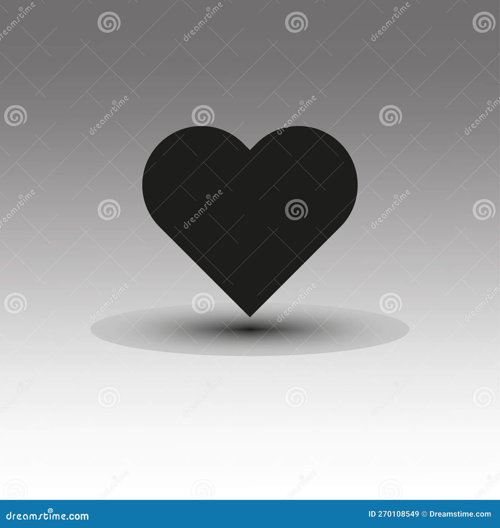 Flat Black Heart Shadow. Wedding Card Decoration. Vector Illustration ...